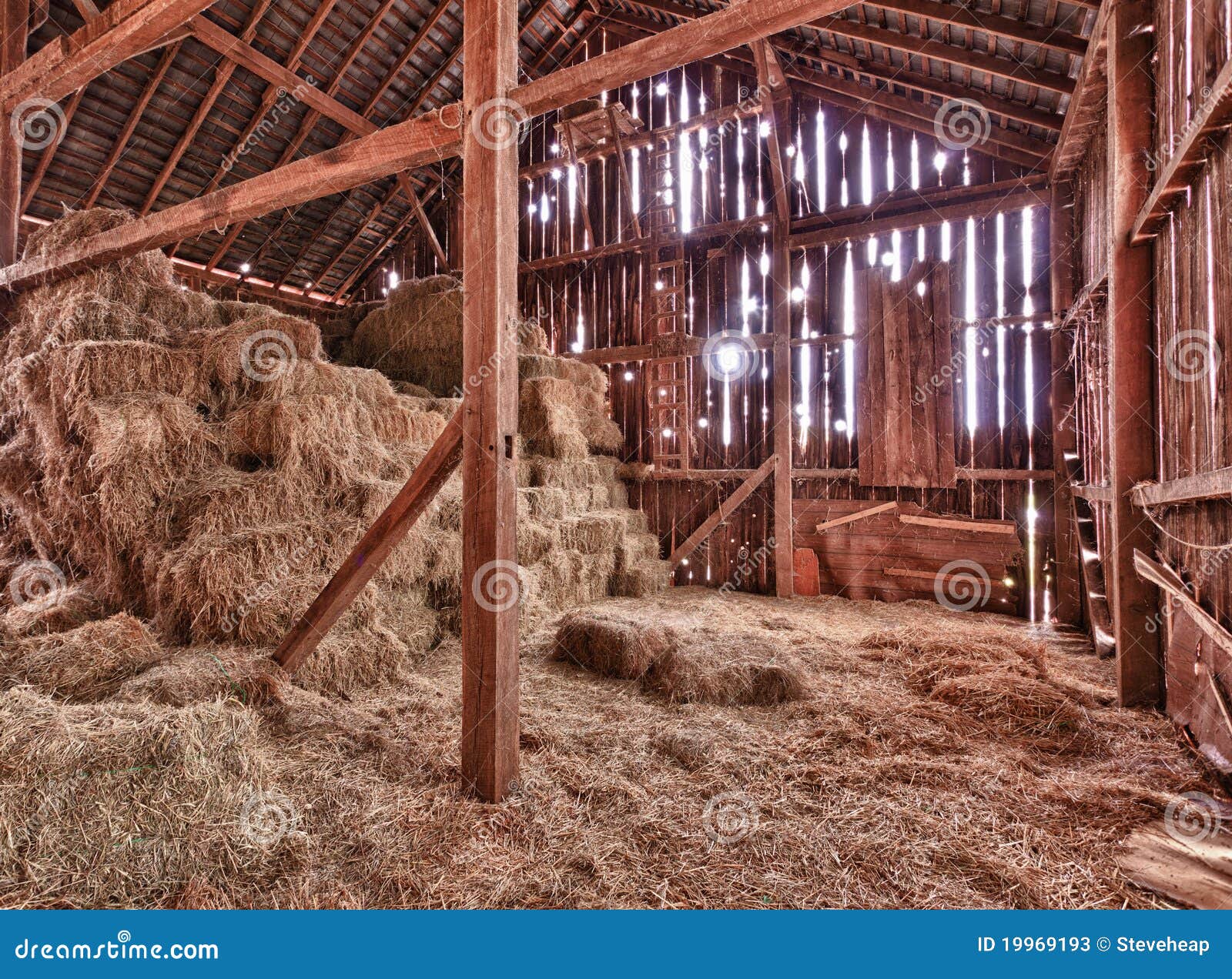 Interior of Old Barn with Straw Bales Stock Image - Image of harvested ...
