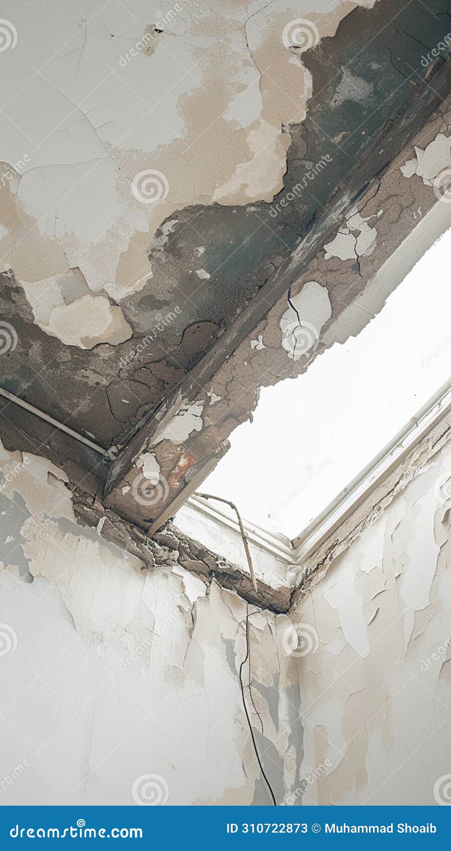 Interior of Old Building Water Damage Causes Cracked Ceiling Stock ...