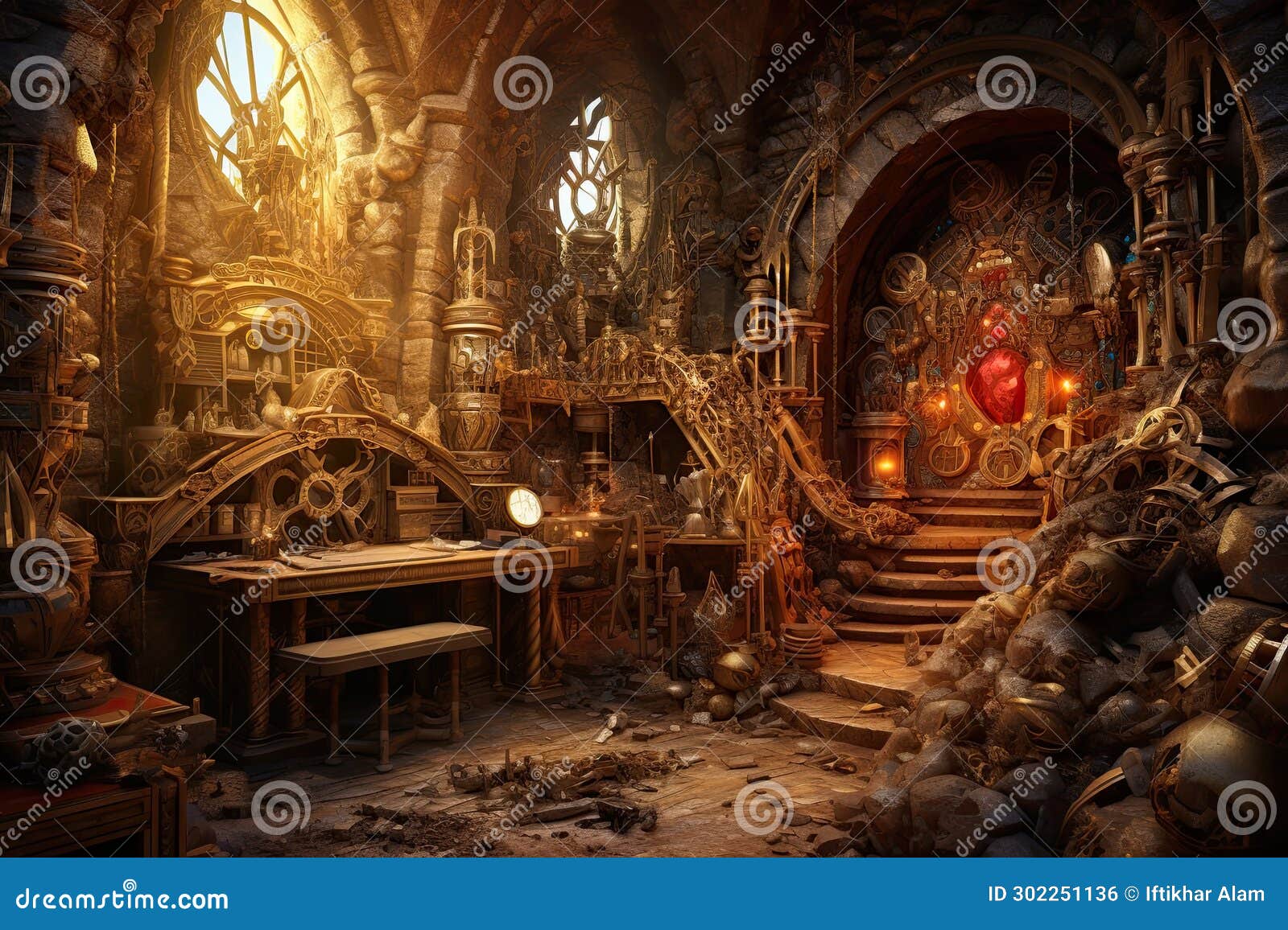 Interior of the Old Castle. 3D Render Stock Illustration - Illustration ...