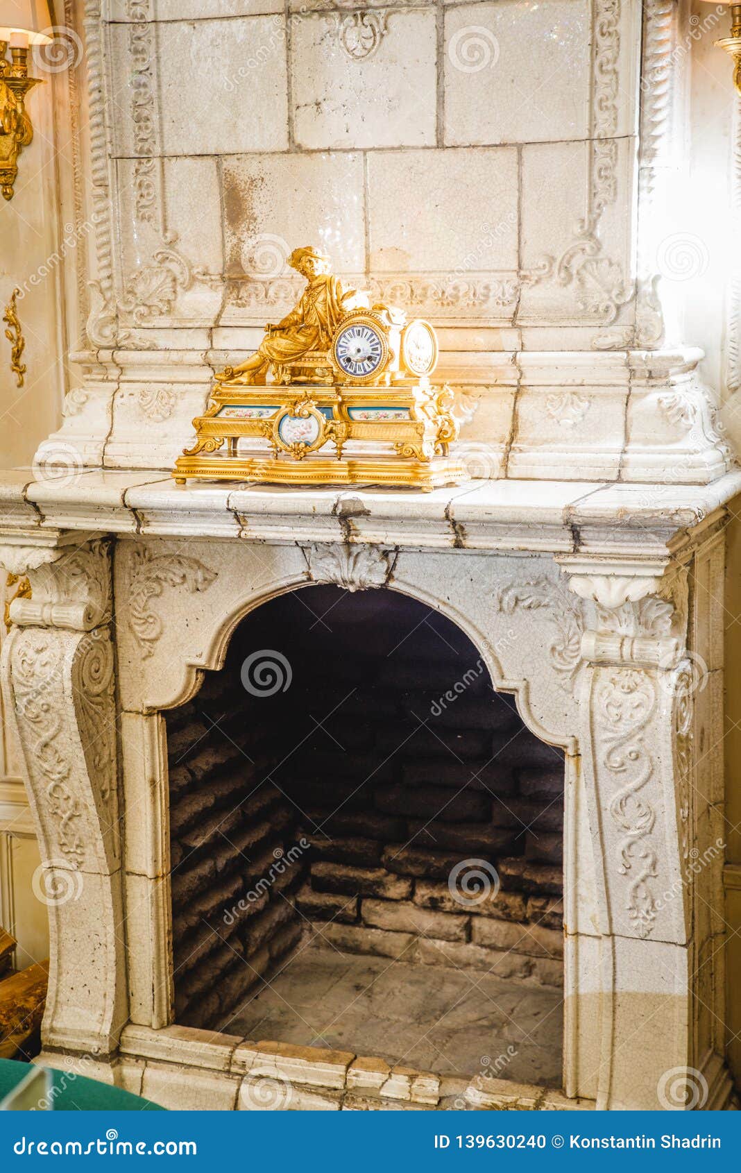 Interior of an Old Castle with Fireplace and Kitchen. Bauska Castle ...
