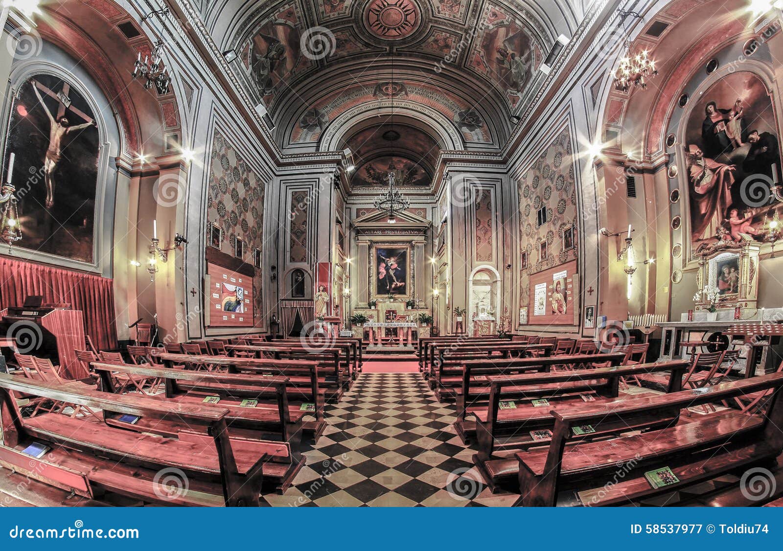 Interior of an Old Church with Paintings and Decorations Stock Image ...