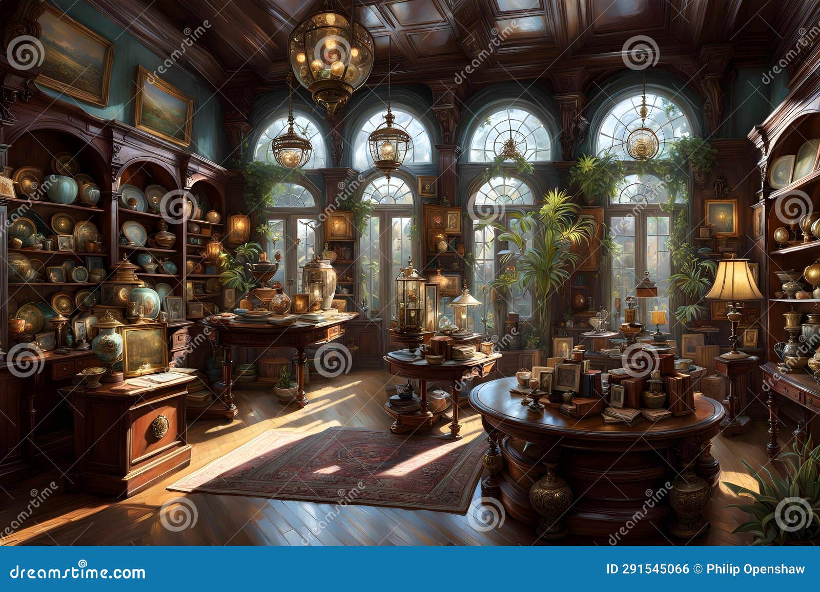 The Interior of an Old Cluttered Antique Store Full of Curios and ...