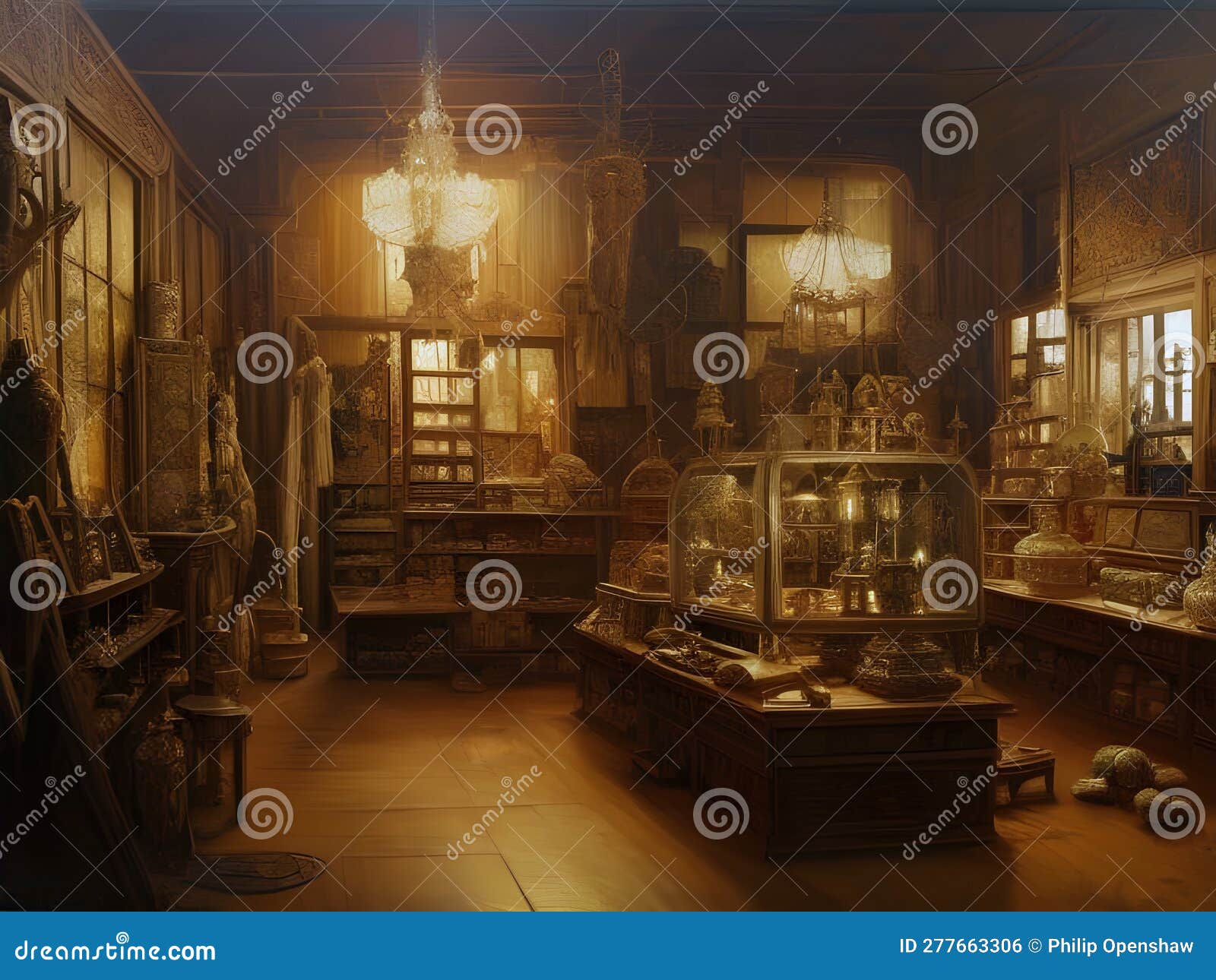 The Interior of an Old Cluttered Antique Store Full of Curios and ...