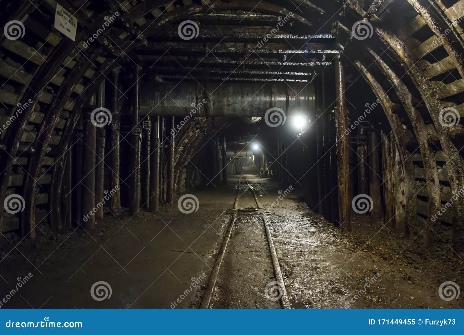 Interior of old coal mine stock image. Image of tunnel - 171449455