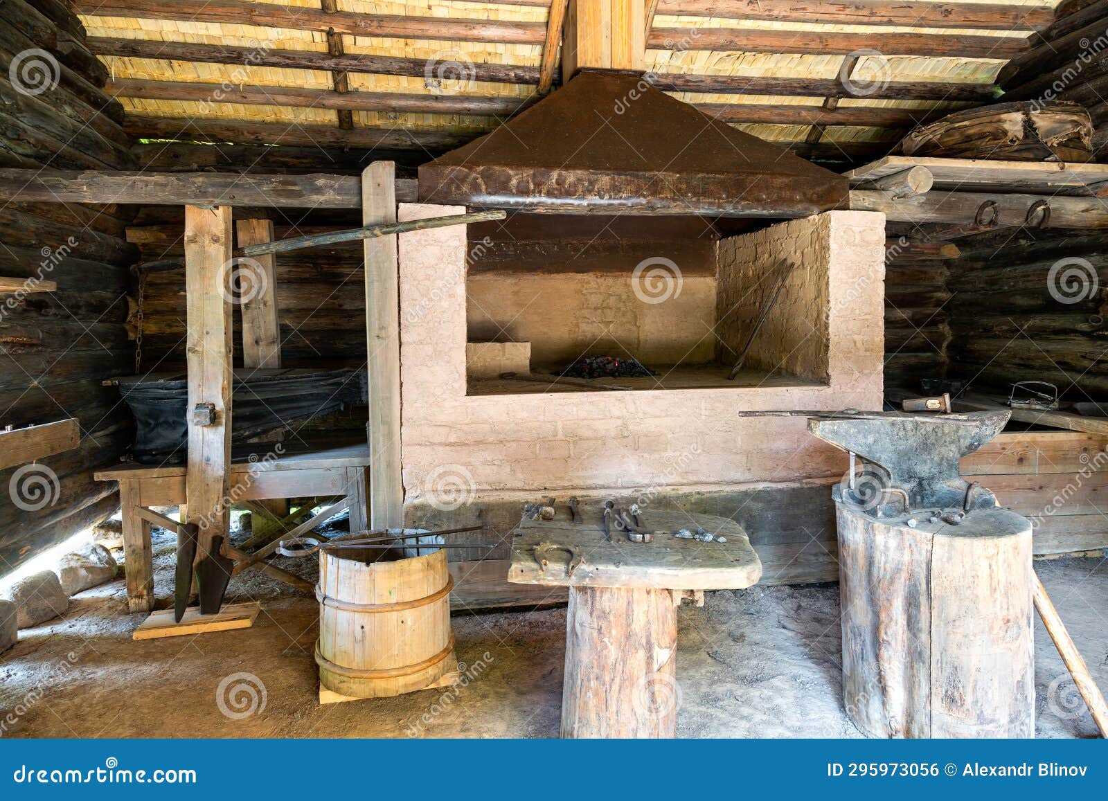 Interior of an Old Country Forge with Anvil and the Tools Stock Photo ...