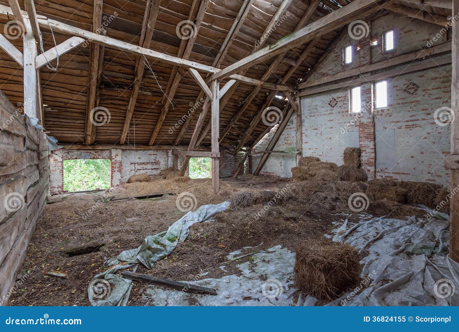Interior of an Old, Decaying Barn Stock Image - Image of rickety, floor ...