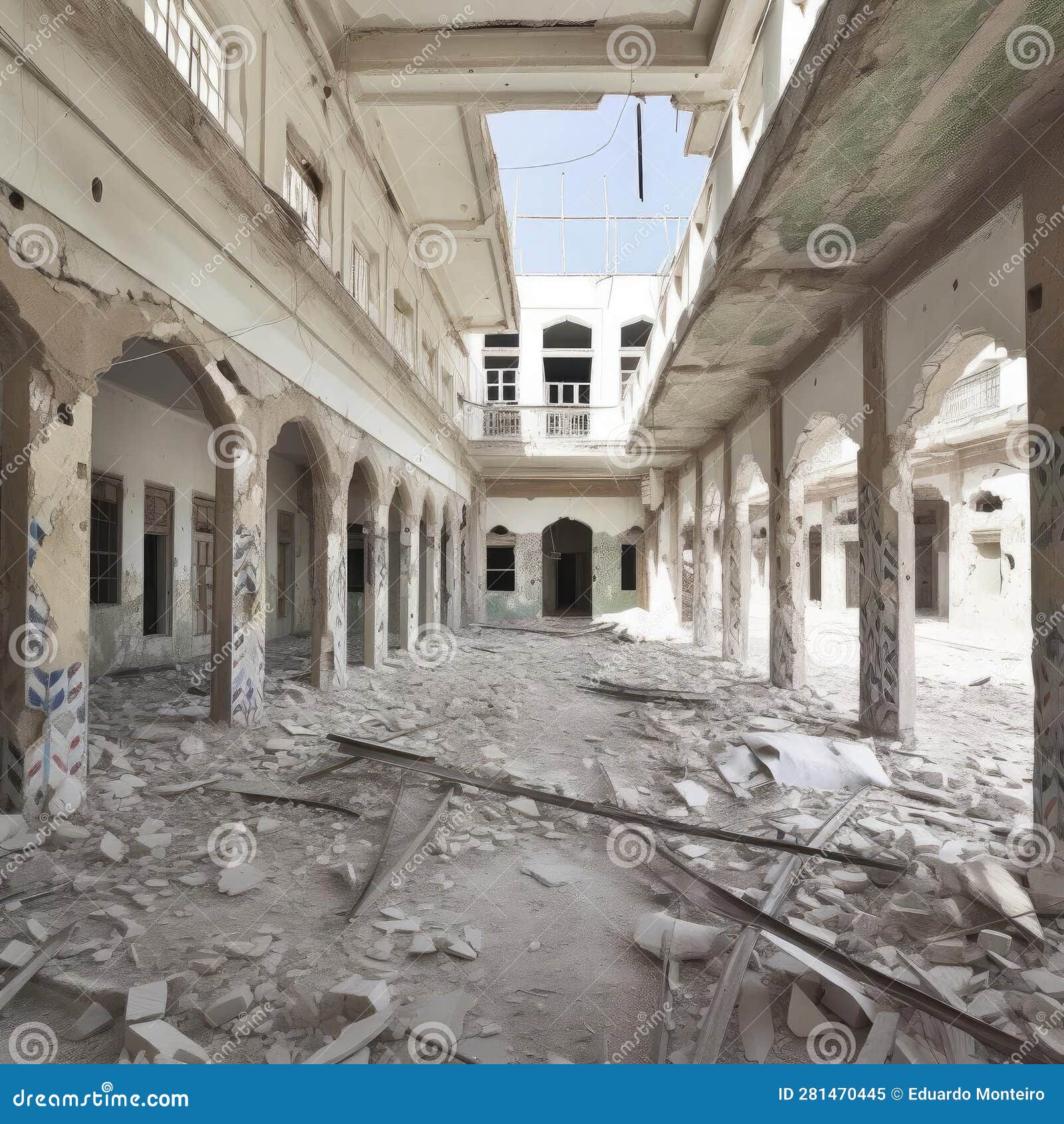 Interior of an Old Destroyed Building - War Concept Stock Image - Image ...