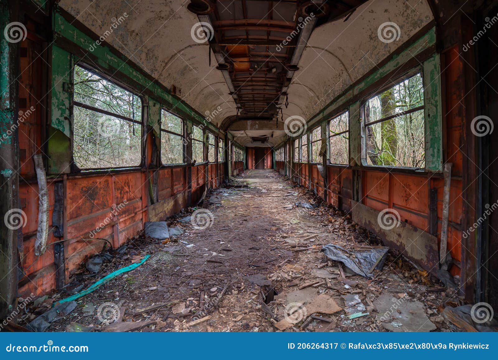 Interior of an Old Destroyed Train Wagon Stock Image - Image of ...