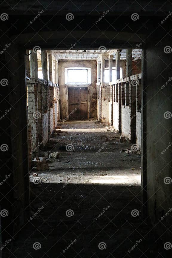 Interior of Old Dirty Abandoned Stable Stock Image - Image of hallway ...
