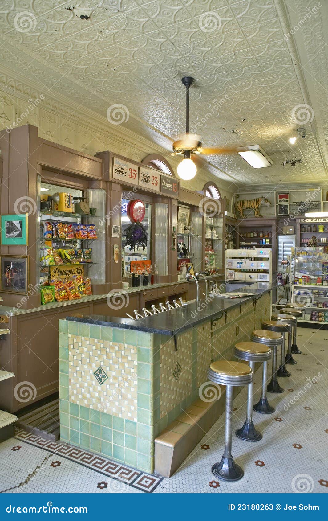 Interior of old drug store editorial stock photo. Image of south - 23180263
