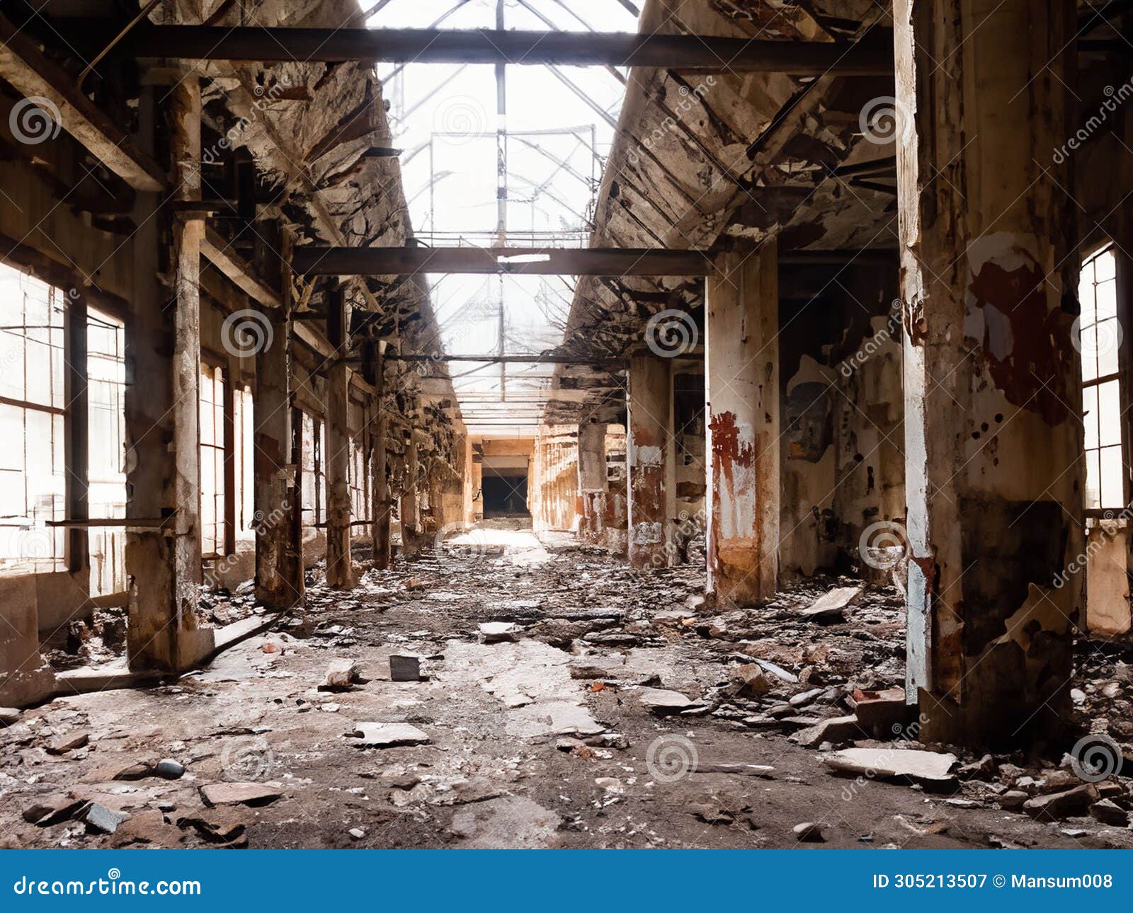 Interior of an old factory stock illustration. Illustration of interior ...