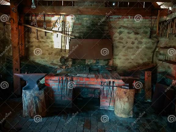 The Interior of the Old Forge in the Museum. Editorial Stock Image ...