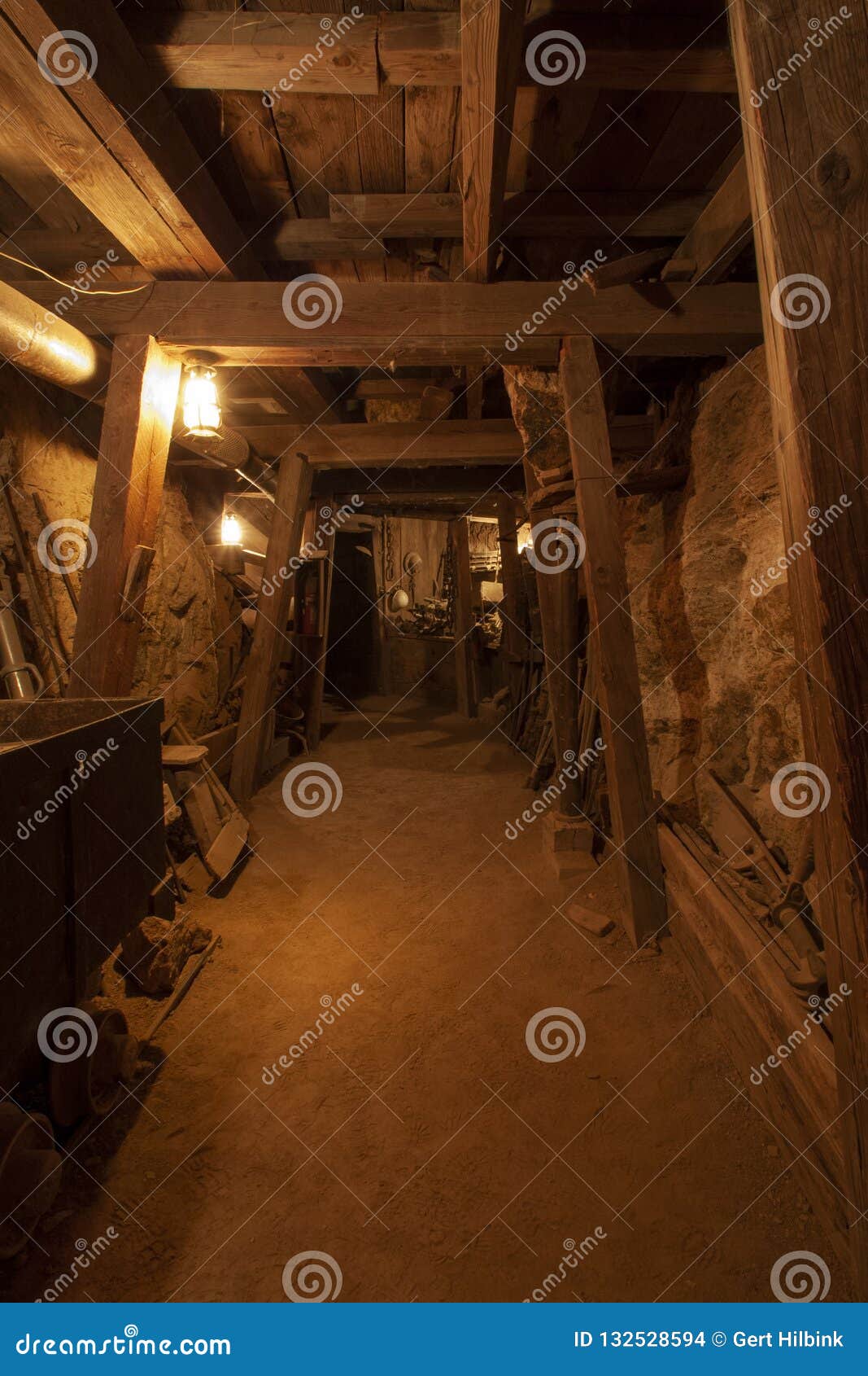 Goldmine Interior, Old Mine. Stock Photo - Image of stuts, minig: 132528594