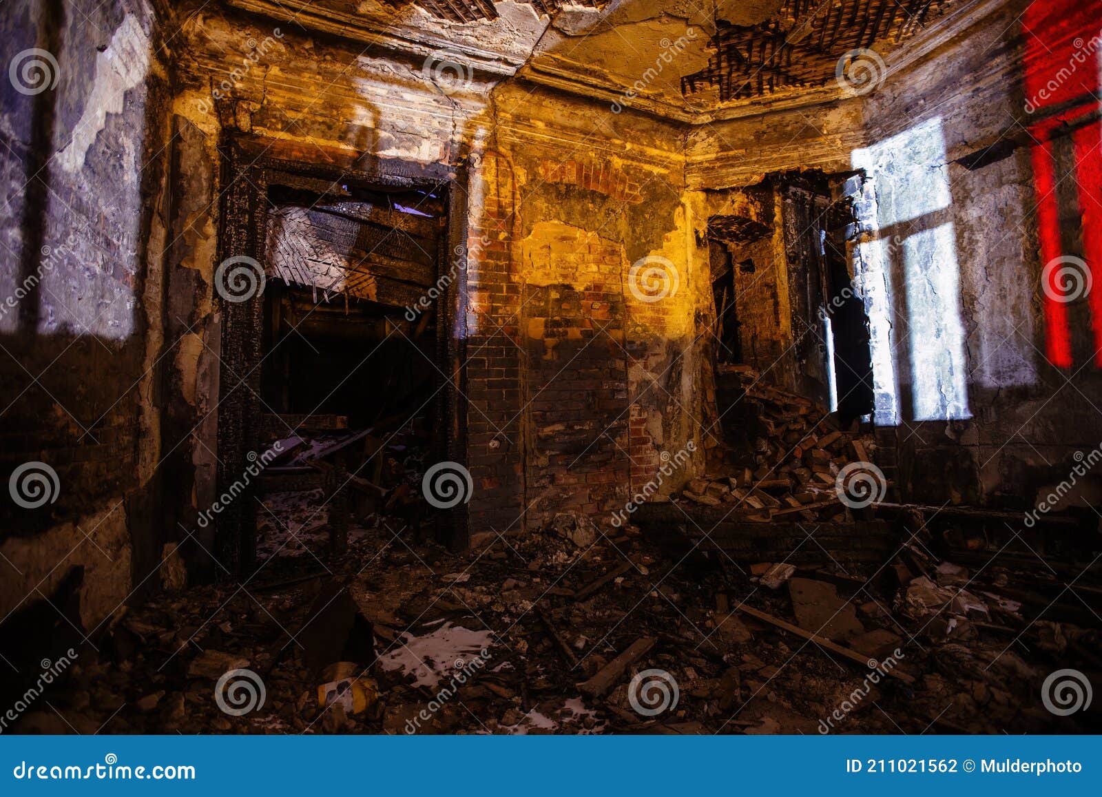 Interior of Old Historical Mansion after Fire Stock Photo - Image of ...