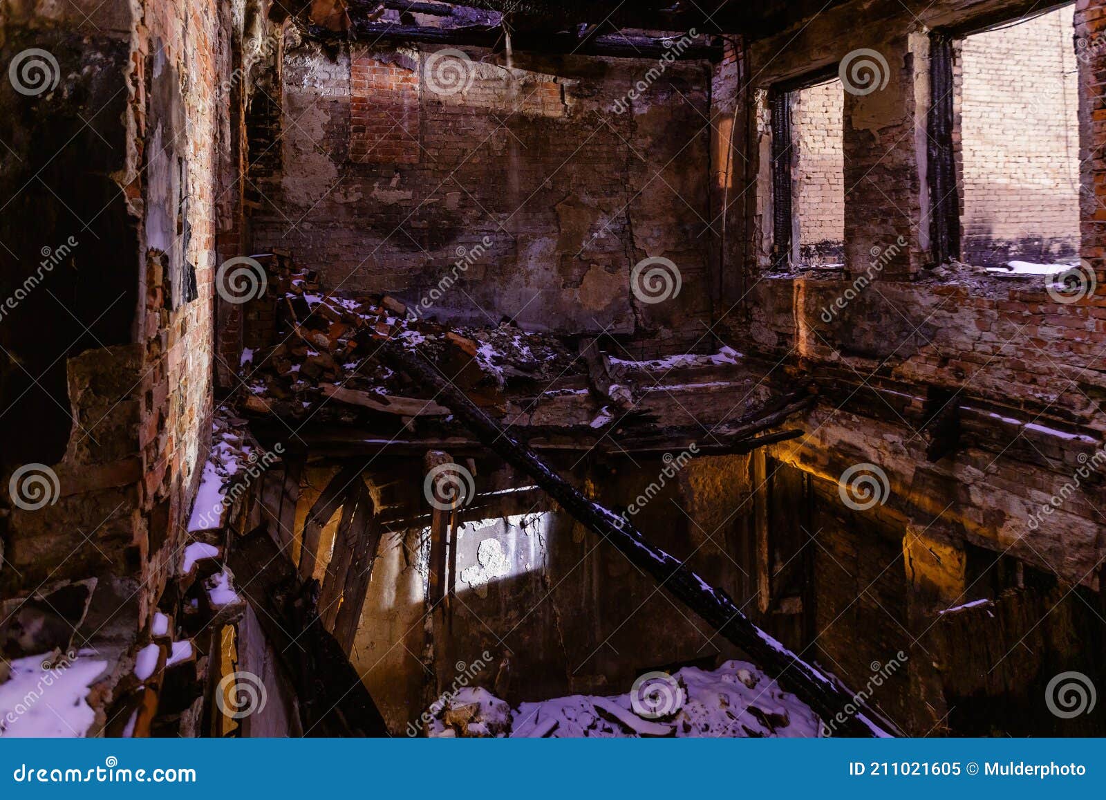 Interior of Old Historical Mansion after Fire Stock Image - Image of ...