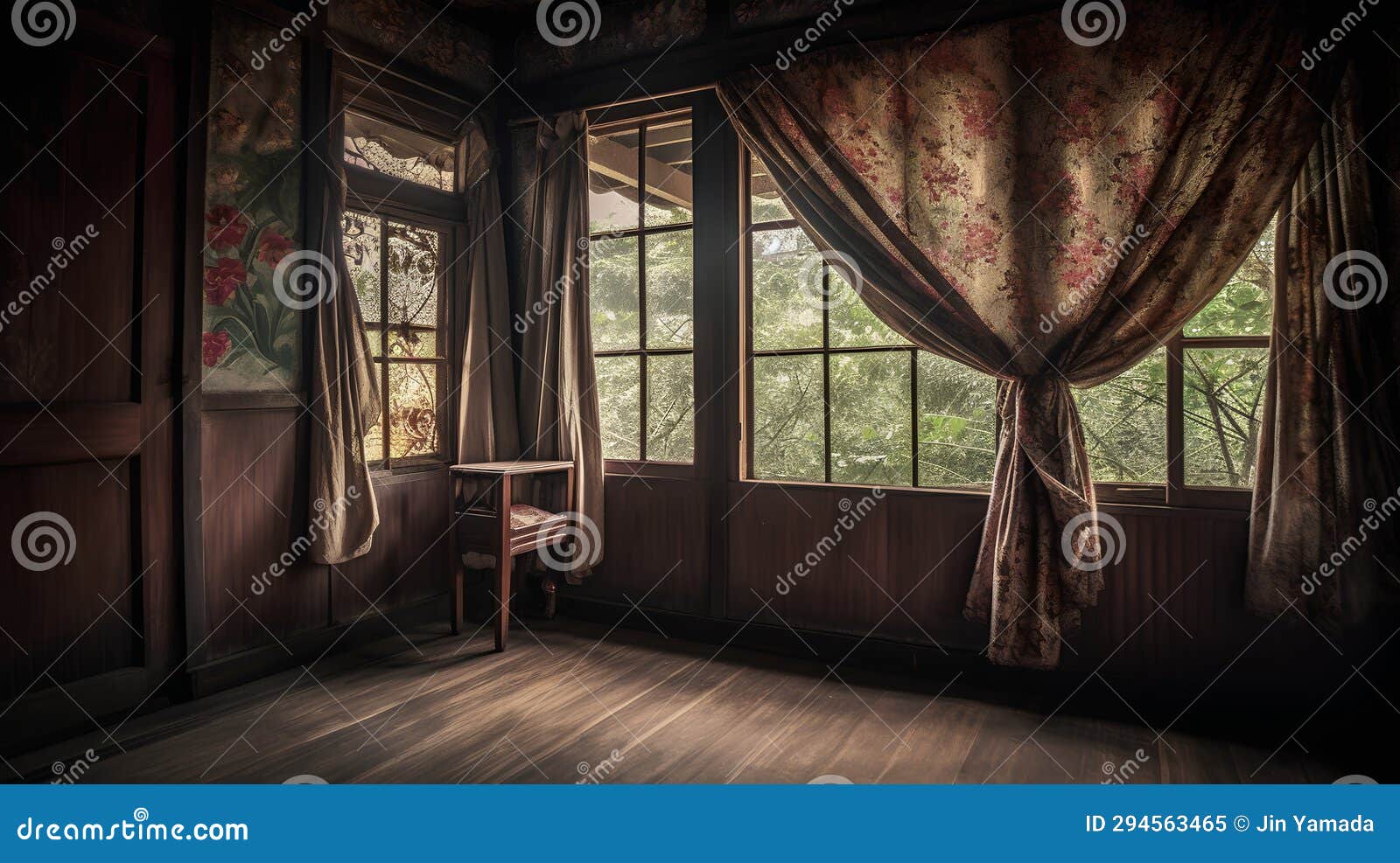 Interior of an Old House with a Window and a Wooden Chair Stock ...