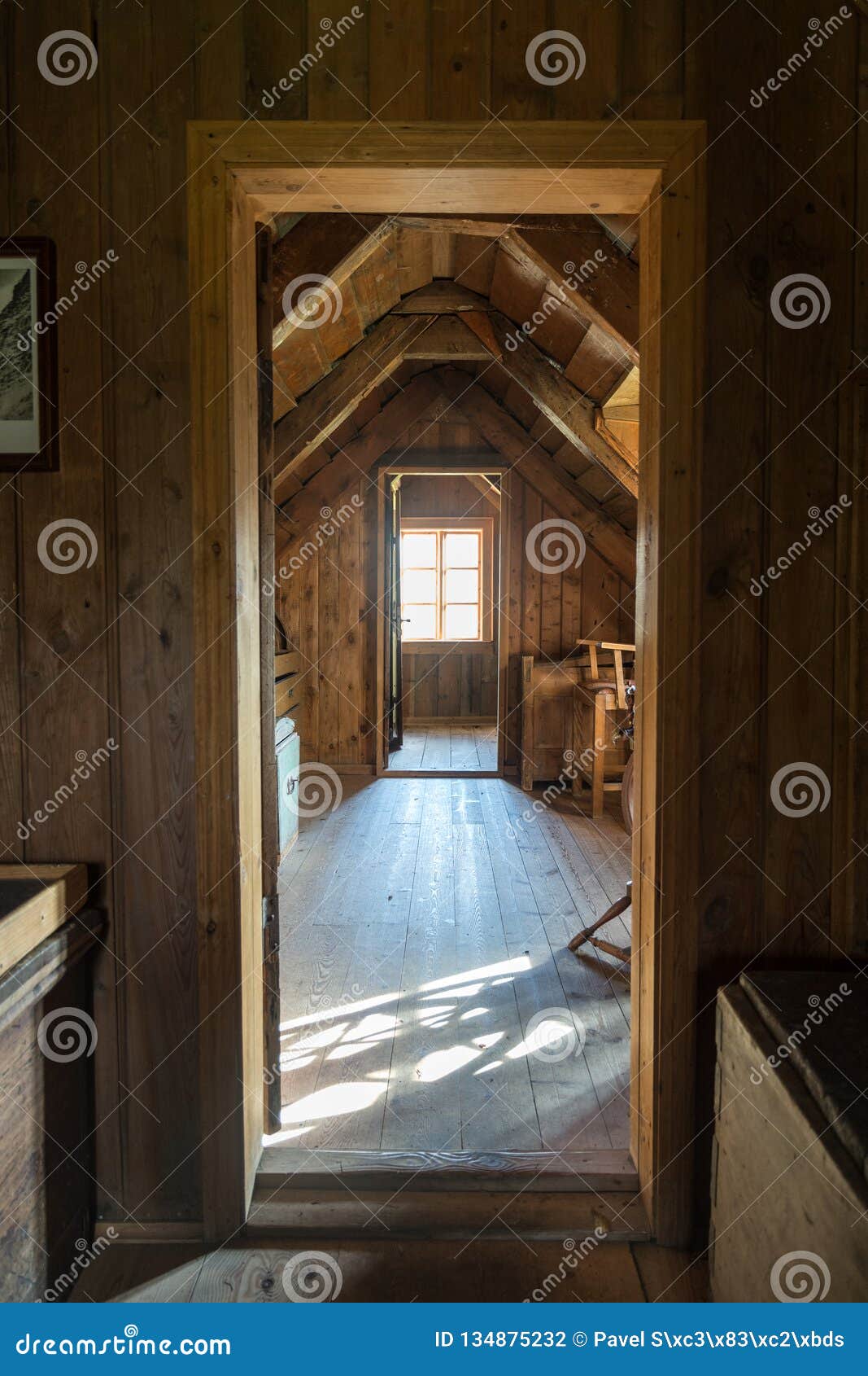 Interior of an Old House with Wooden Wall Paneling Stock Photo - Image ...