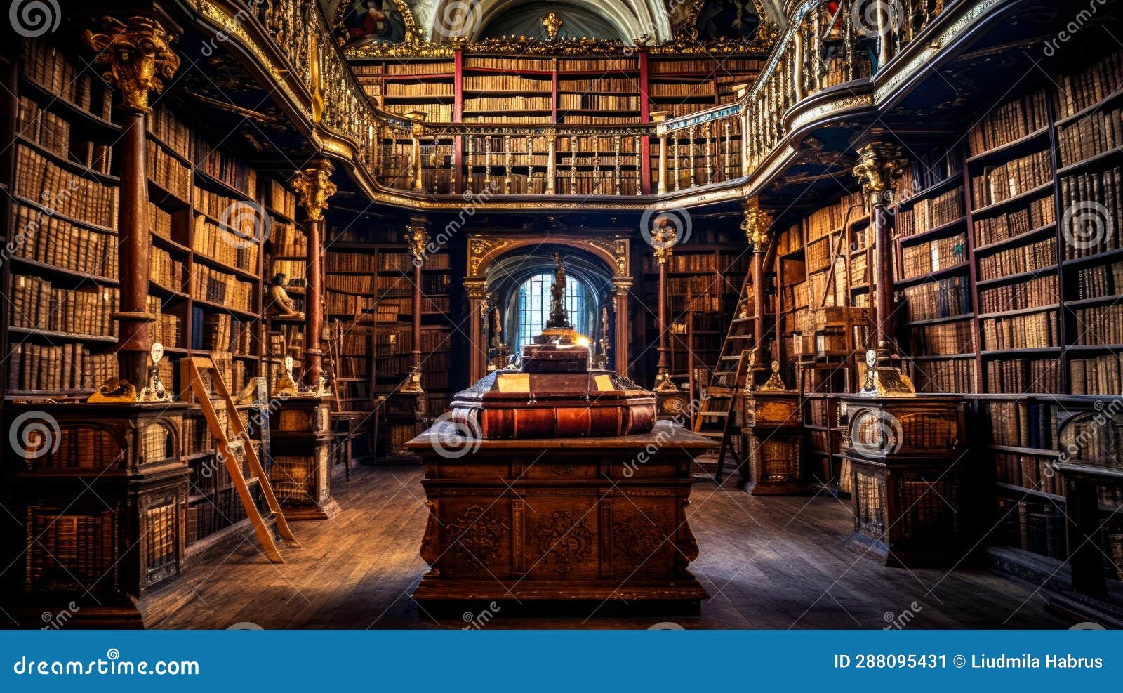 Interior of an old library stock image. Image of library - 288095431