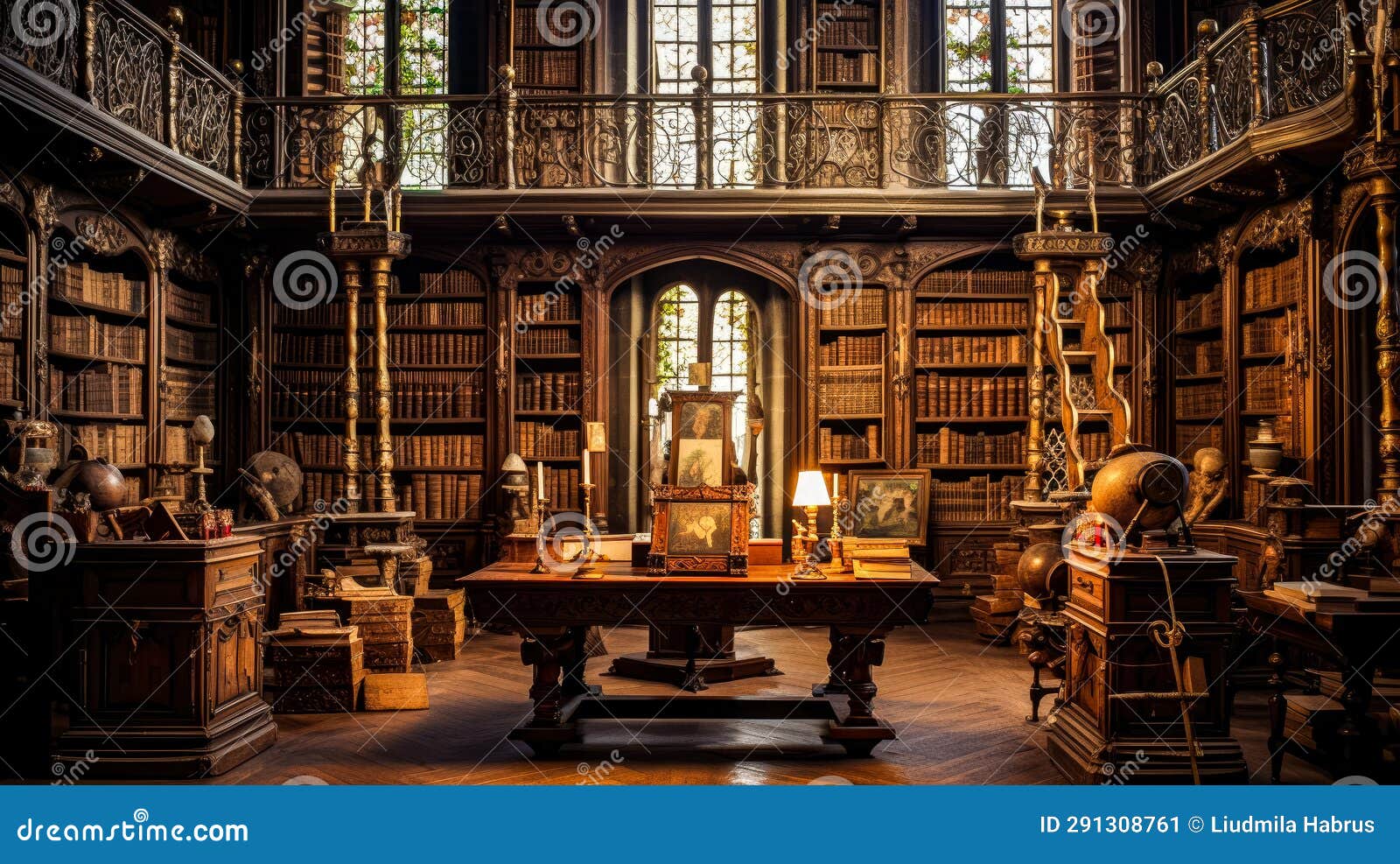 Interior of an old library stock image. Image of read - 291308761