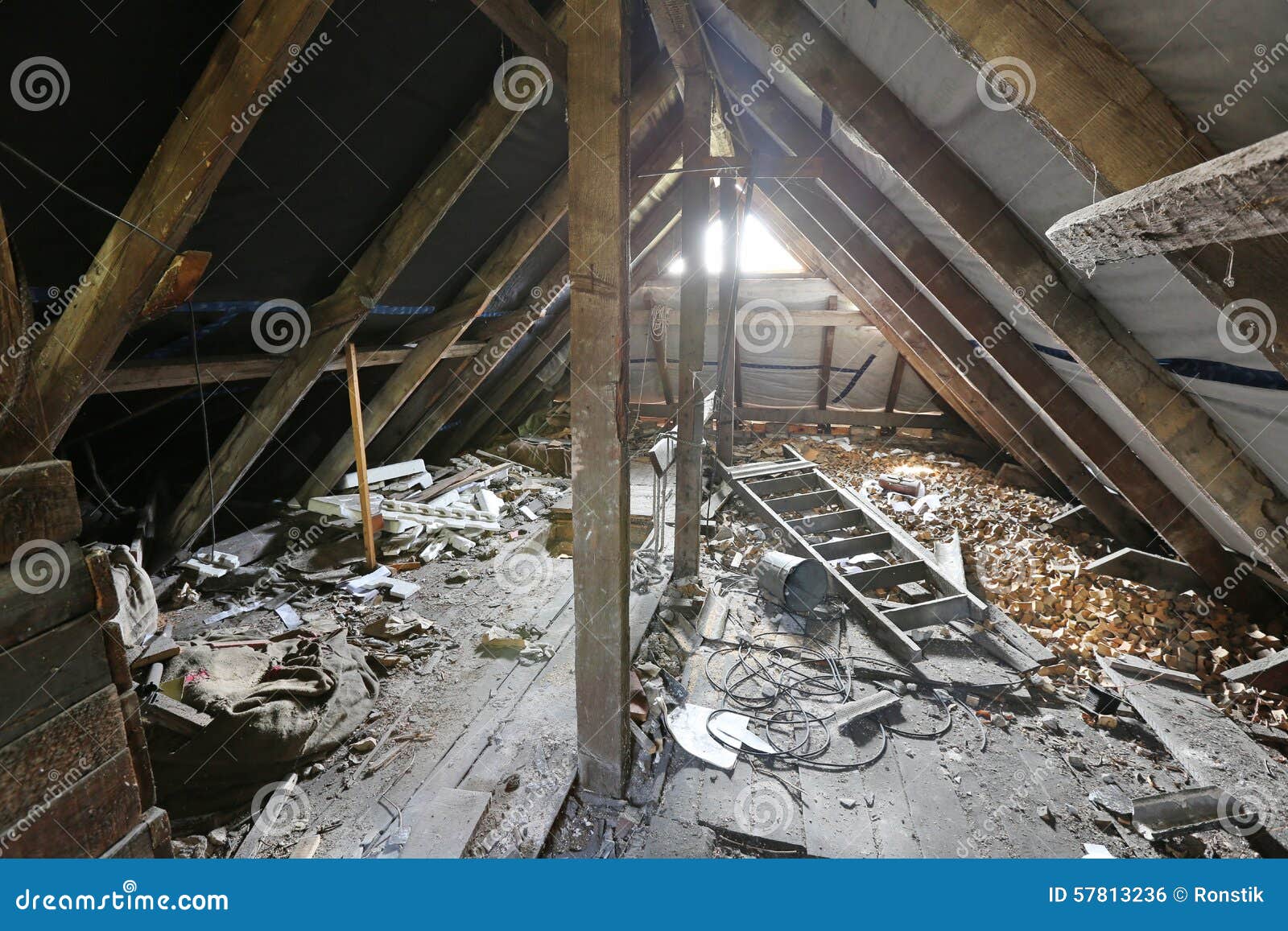 Interior of Old Messy Attic Stock Photo - Image of frame, interior ...