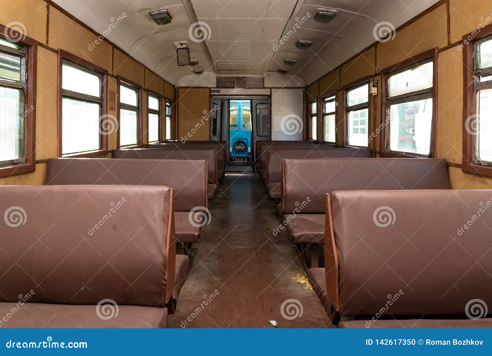 Interior of the Old Railway Passenger Car Stock Photo - Image of inside ...