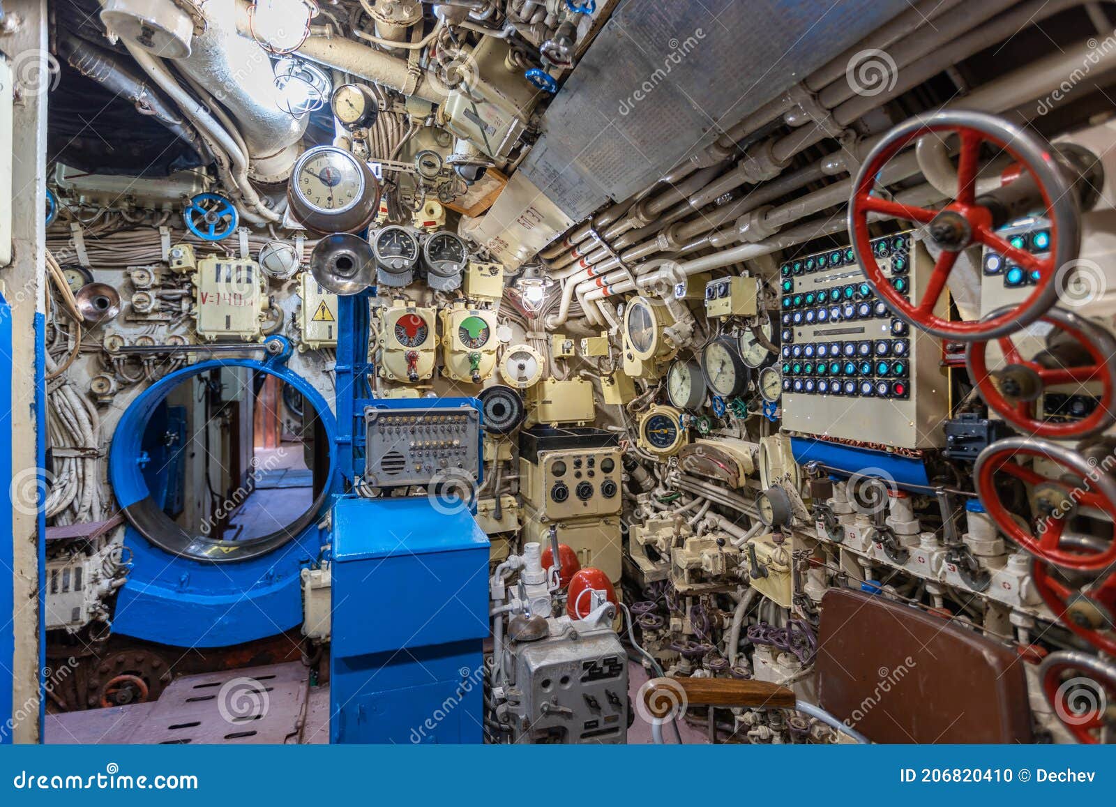 Interior of Old Restored Russian Soviet Submarine. Interior of Combat ...