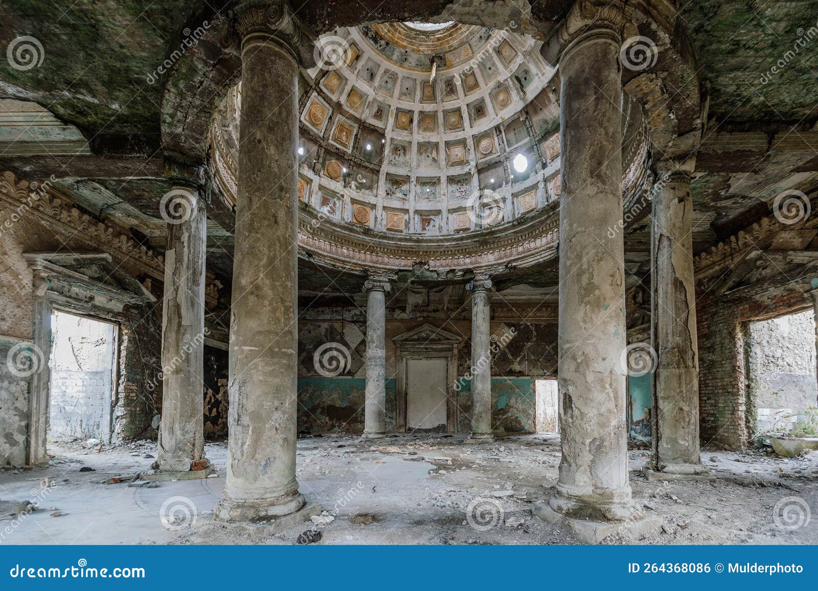 Interior of Old Ruined Palace with Columns and Dome Stock Photo - Image ...