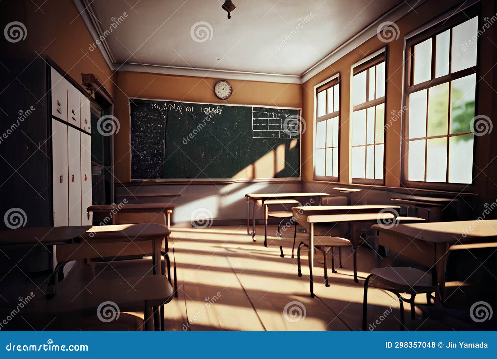 Interior of an Old School Classroom. 3d Rendering Stock Illustration ...