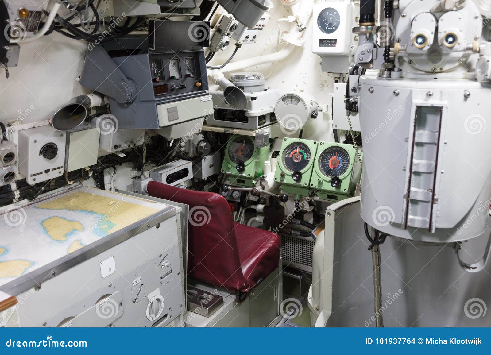 Interior of an Old Submarine - Command Room Stock Photo - Image of ...