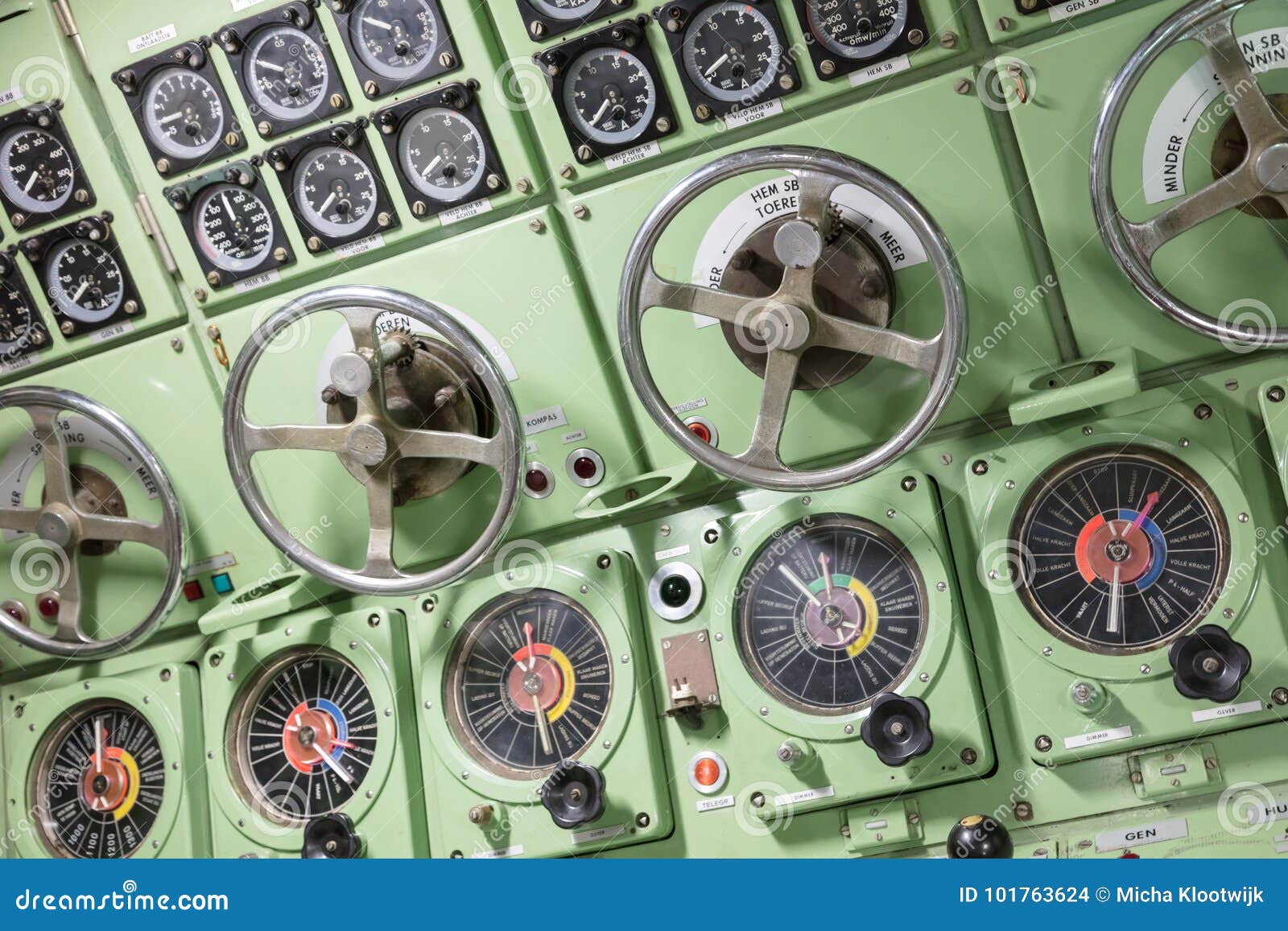 Interior of an Old Submarine - Command Room Stock Photo - Image of ...