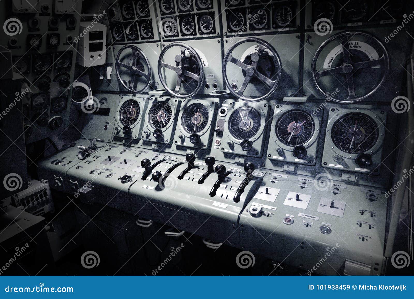 Interior of an Old Submarine - Command Room Stock Image - Image of ...