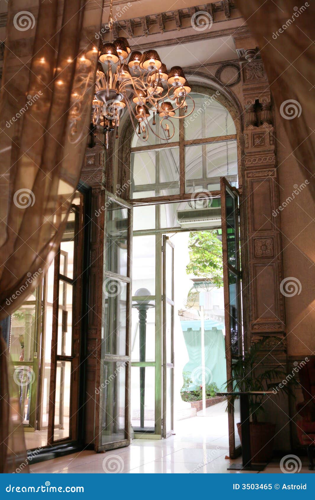 Interior of Old-time Building Stock Image - Image of retro, chandelier ...