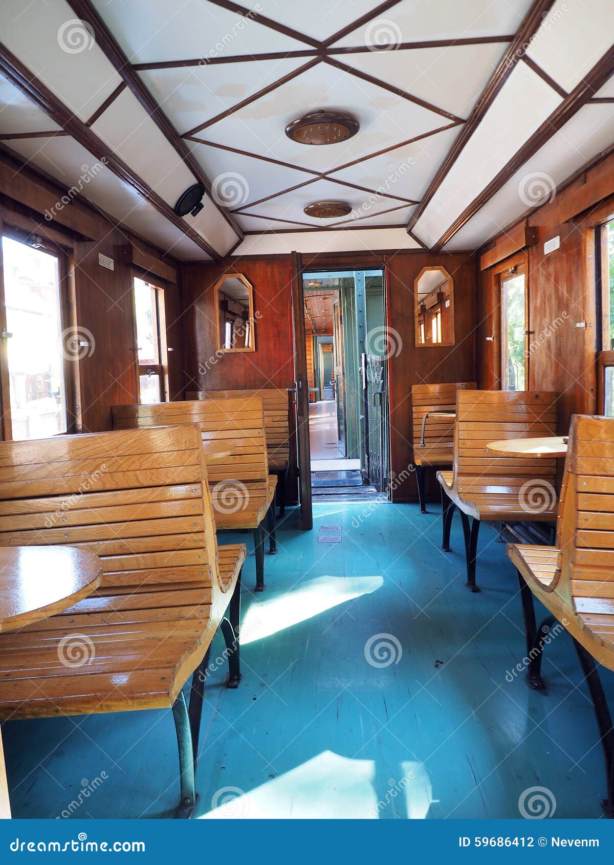 Interior of Old Train Carriage Stock Photo - Image of famous, table ...
