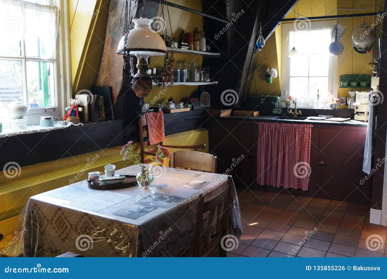 Interior of Old Windmill, the House of Miller, Kitchen View Editorial ...