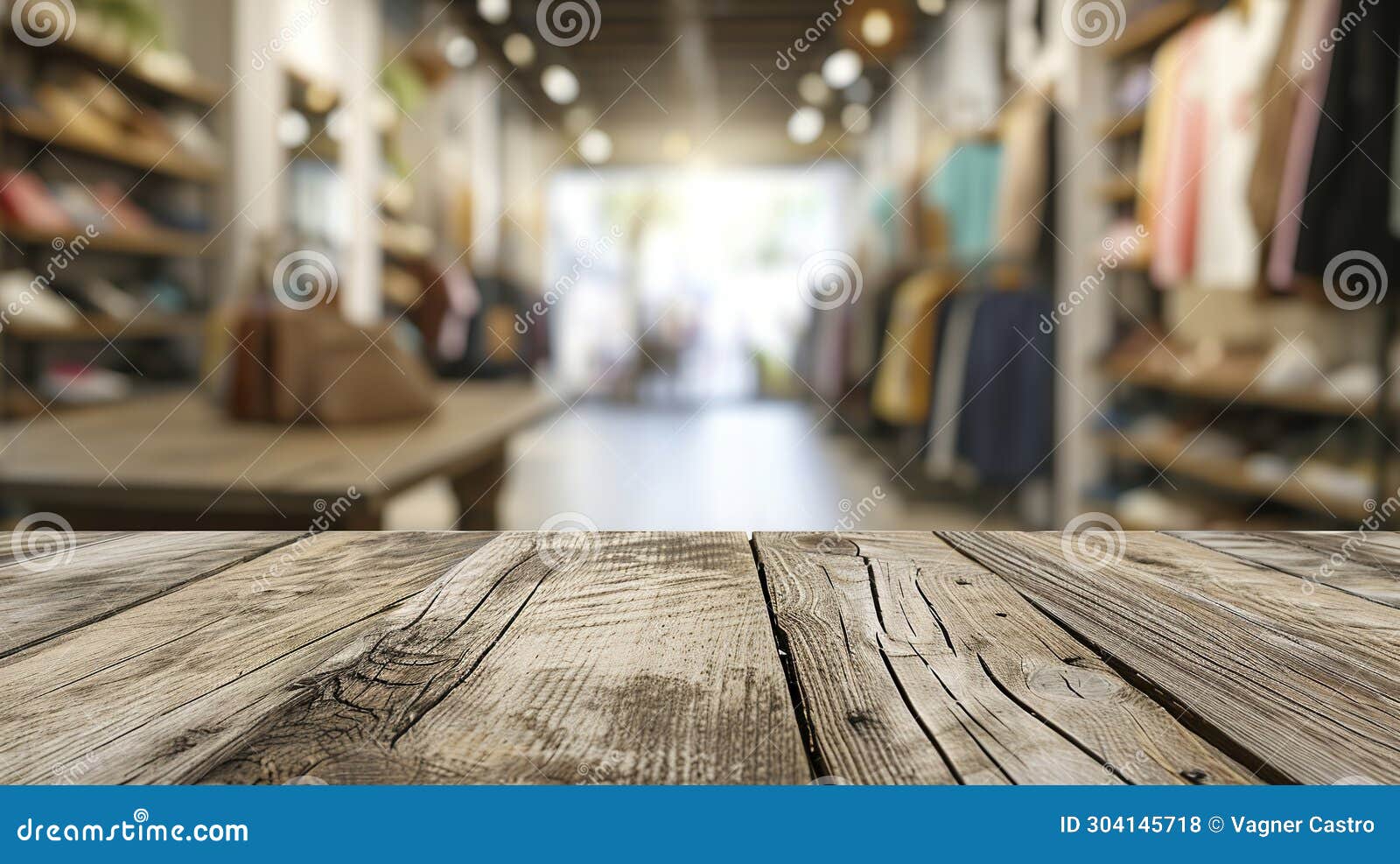 Interior of an Open Clothing Store Space with Bokeh Effects. Stock ...