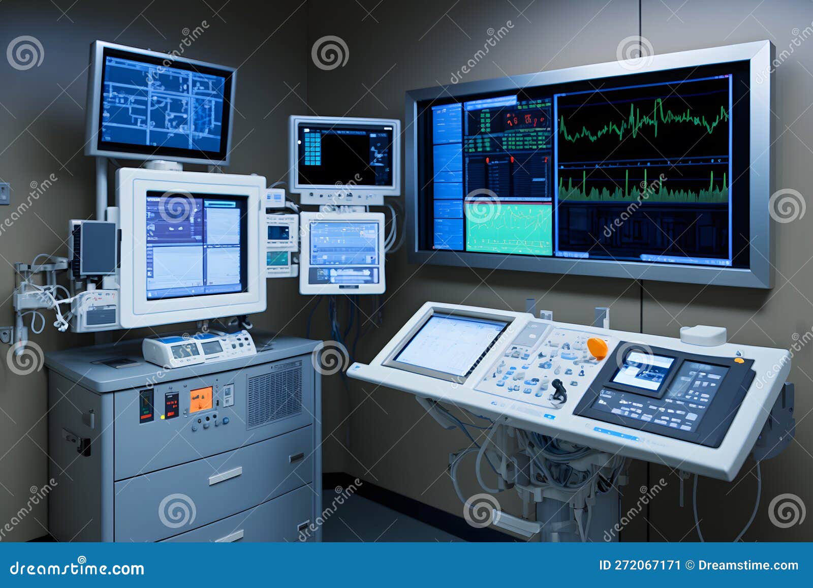 Interior of Operating Room in Modern Clinic with Computer Equipment ...
