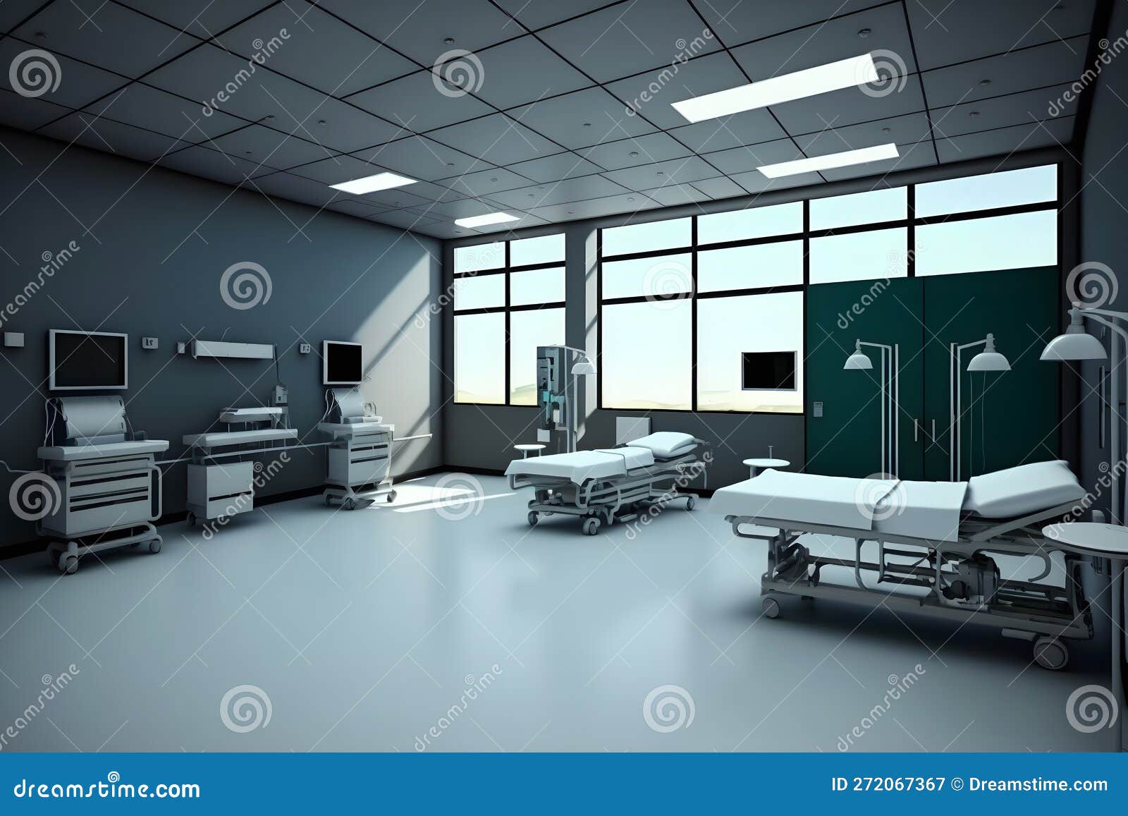 Interior of Operating Room in Modern Clinic with Computer Equipment ...