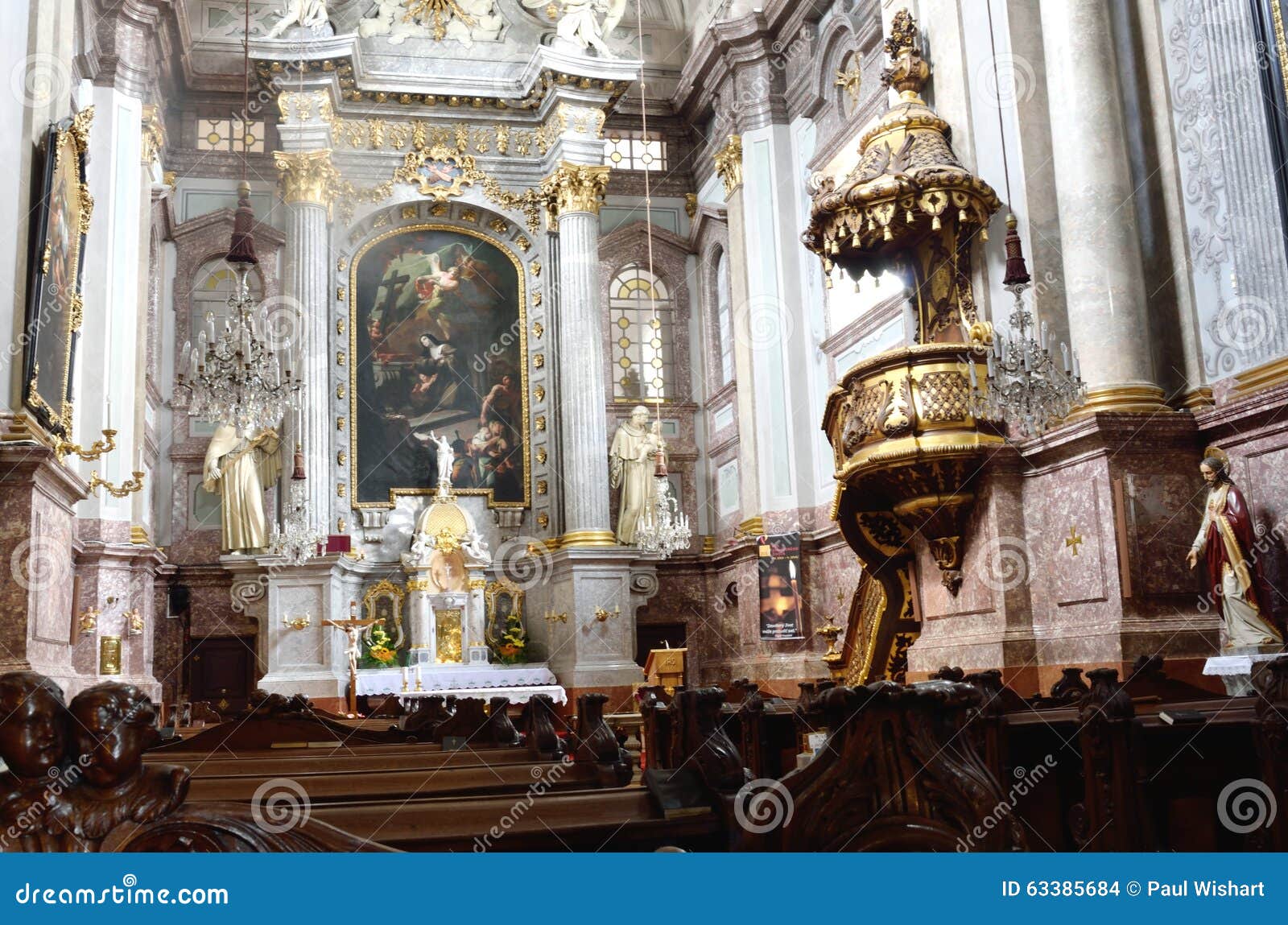 Interior of ornate church stock photo. Image of altar - 63385684