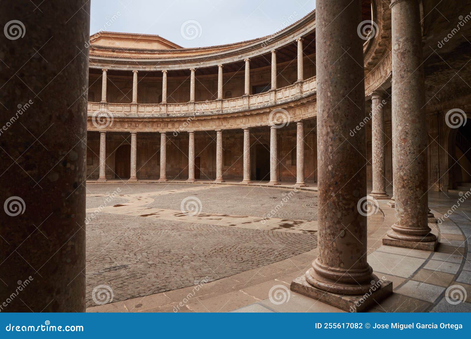 Inner Courtyard with Stone Columns of the Palace of Carlos V Stock ...