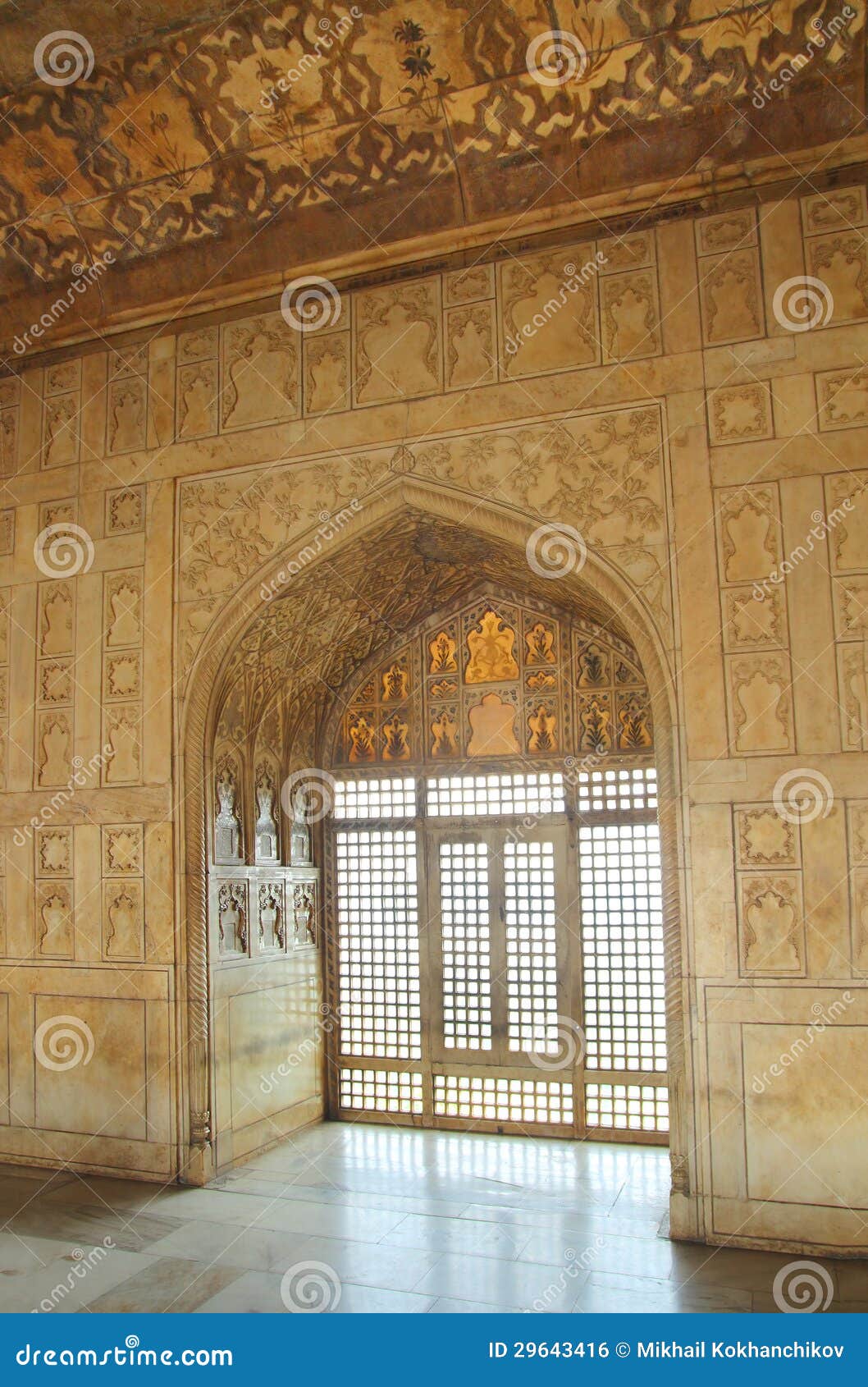 Interior of Palace in Red Fort in Agra Stock Photo - Image of mahal ...