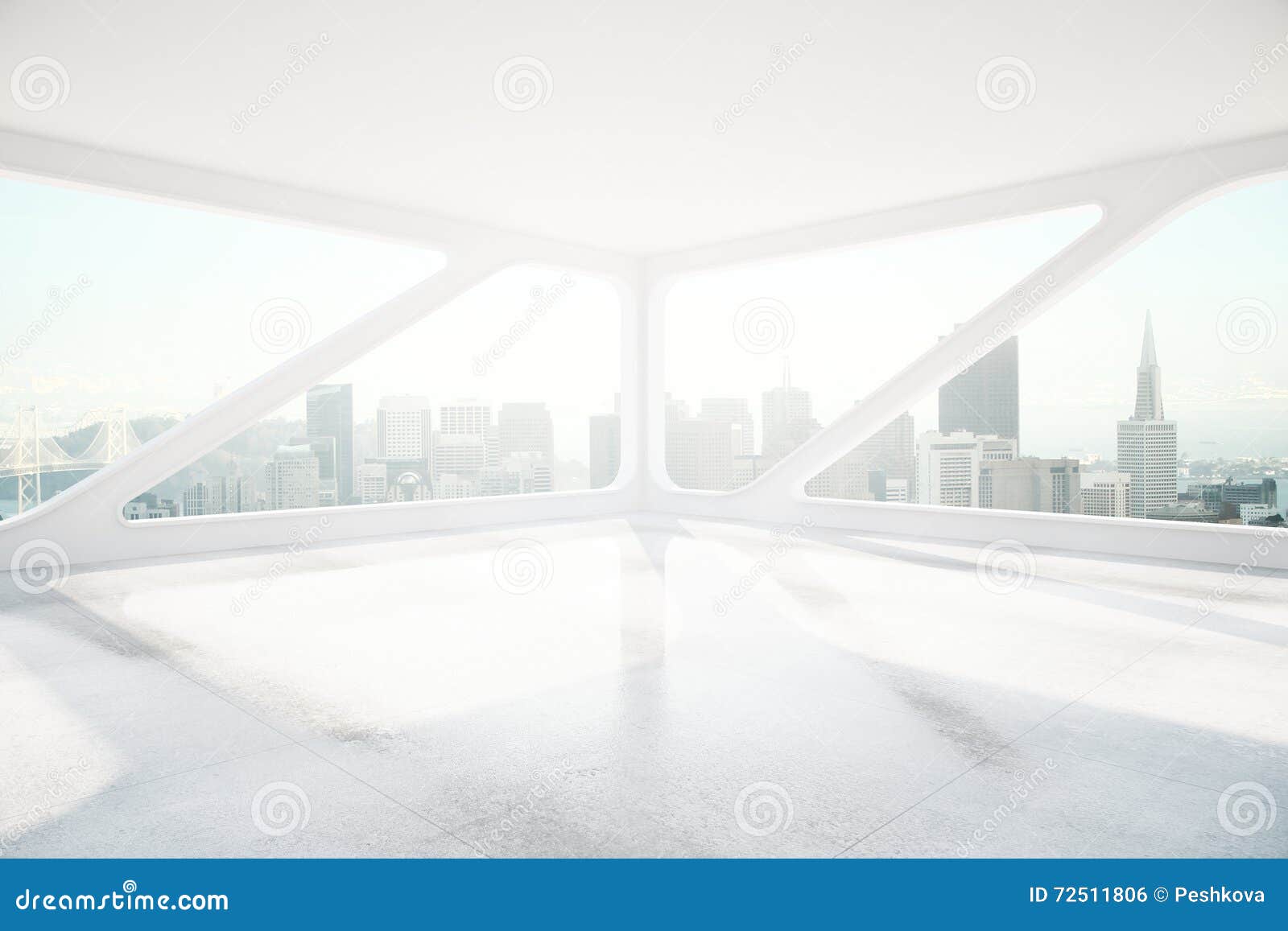 Interior with Panoramic Window Side Stock Illustration - Illustration ...