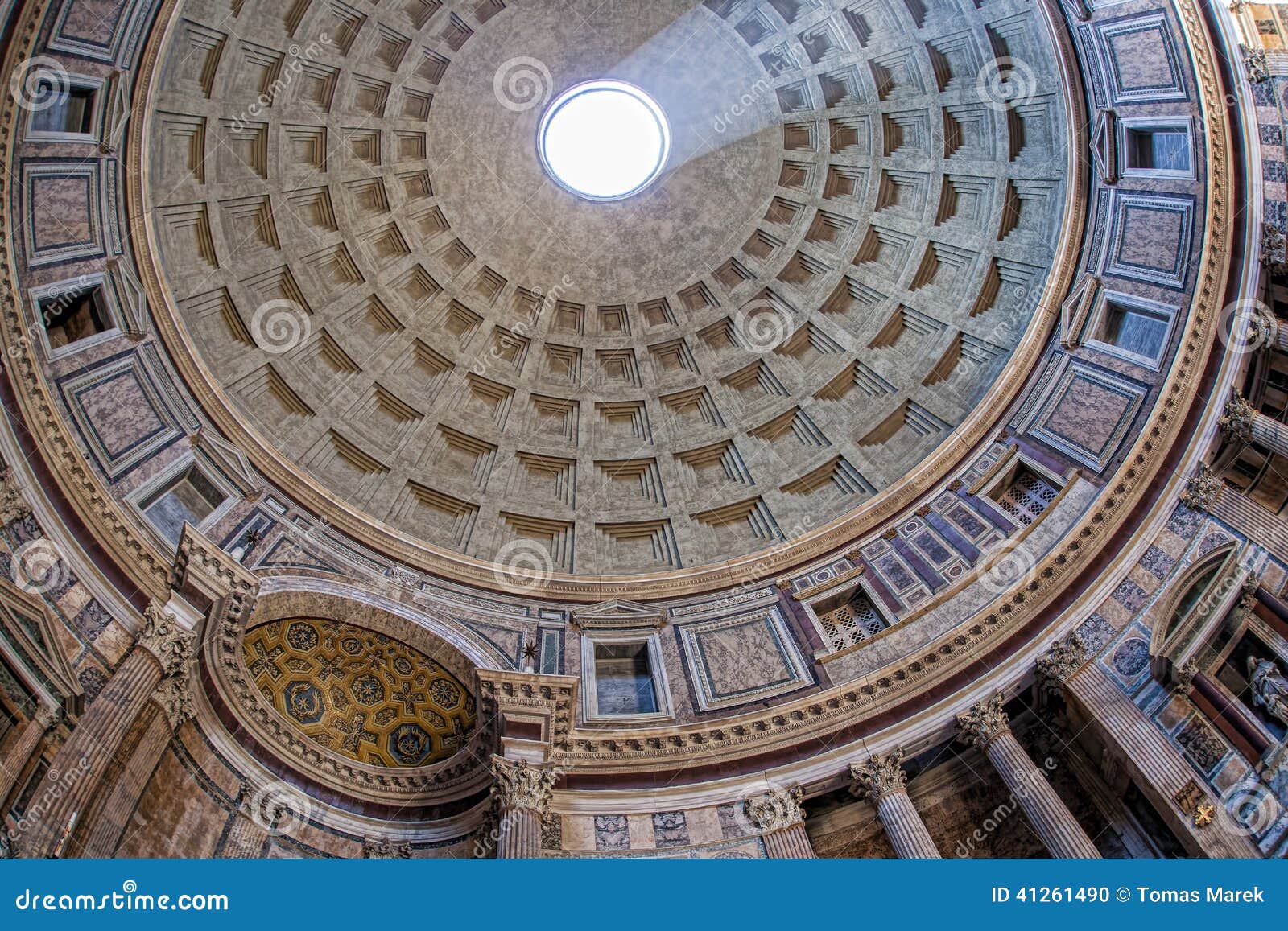 Interior of Pantheon with the Famous Sun Rays in Rome, Italy Editorial ...