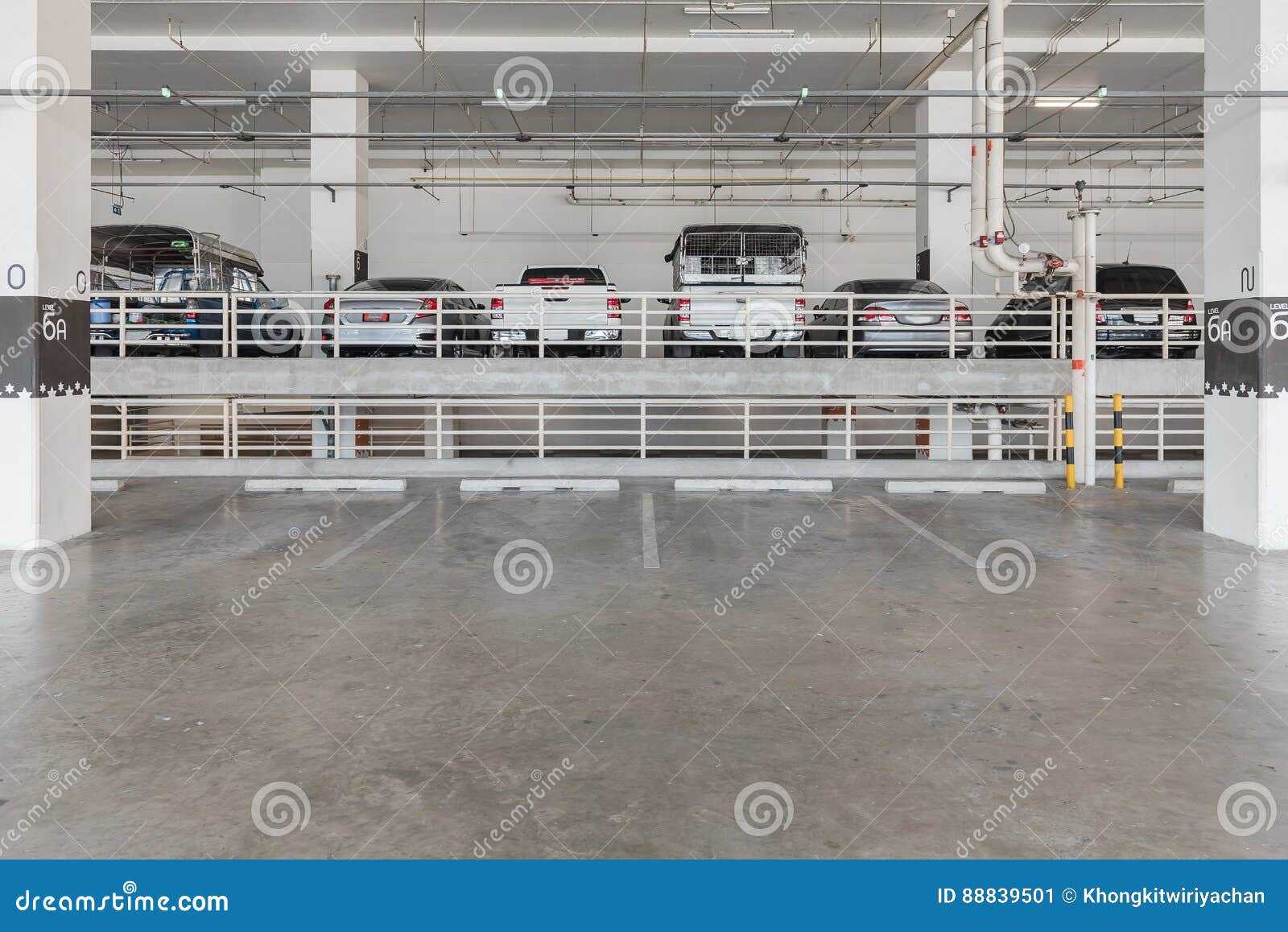Interior of Parking Garage with Car Stock Image - Image of asphalt ...