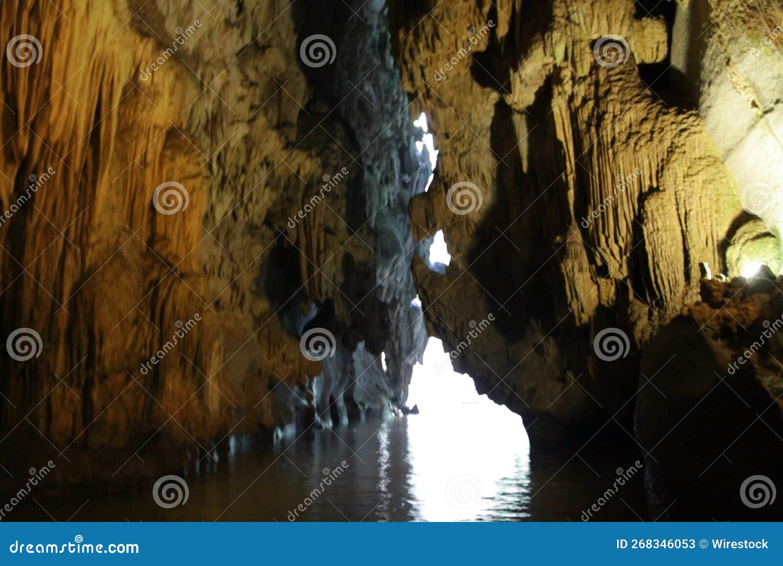 Interior Part of the Cave with Flowing River Waters Stock Image - Image ...