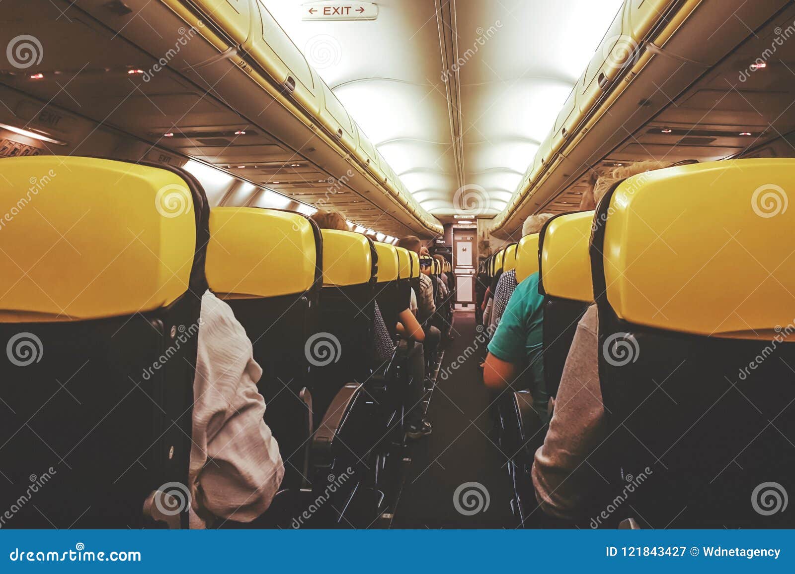 Interior of a Passenger Plane Stock Image - Image of airliner, airline ...