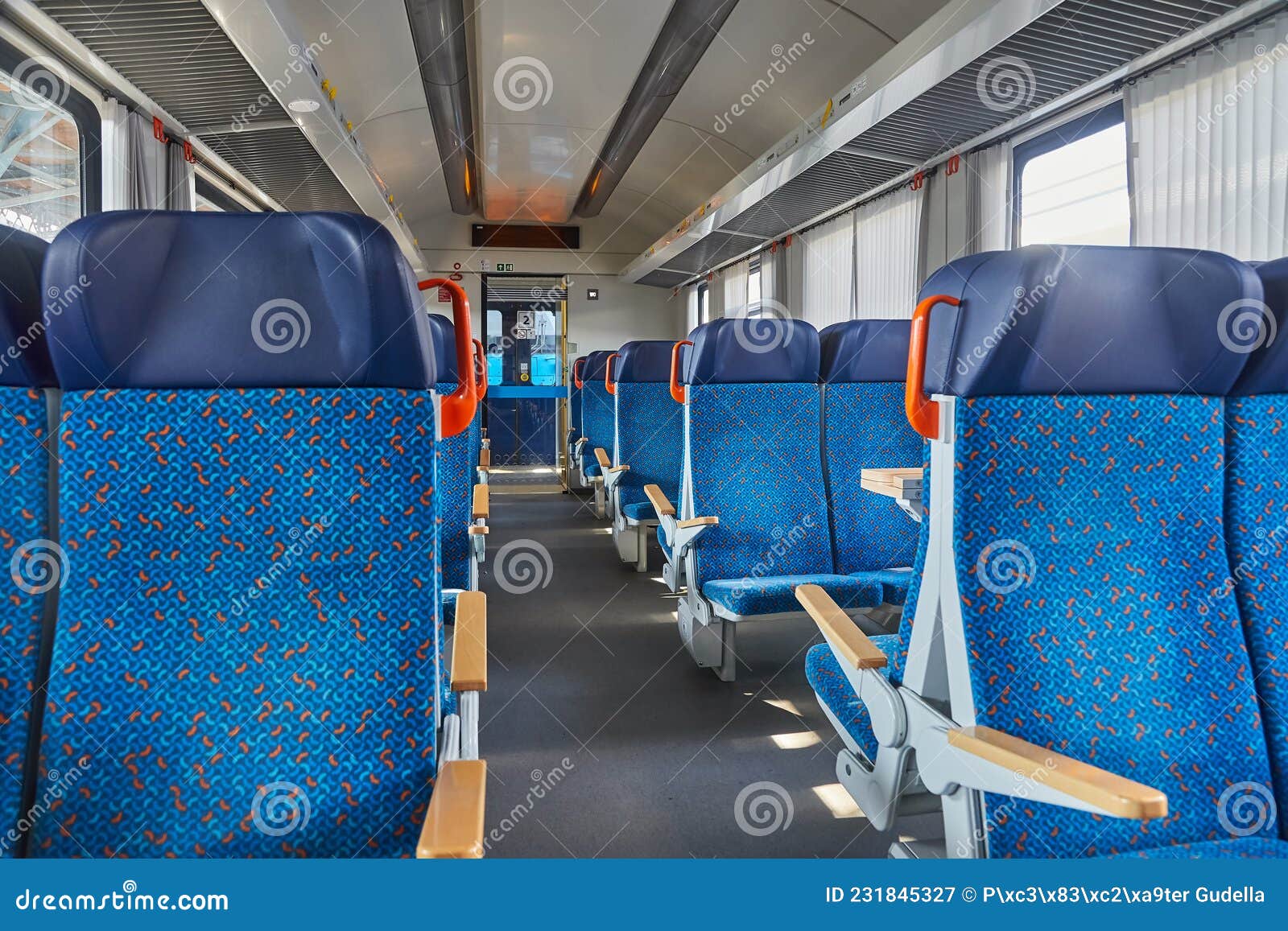 Passenger Train interior stock image. Image of ride - 231845327