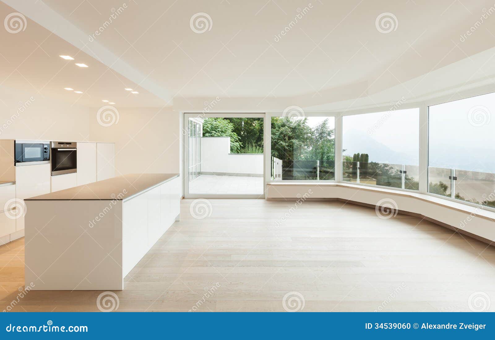 Interior, Penthouse Totally Empty Stock Photo - Image of kitchen ...
