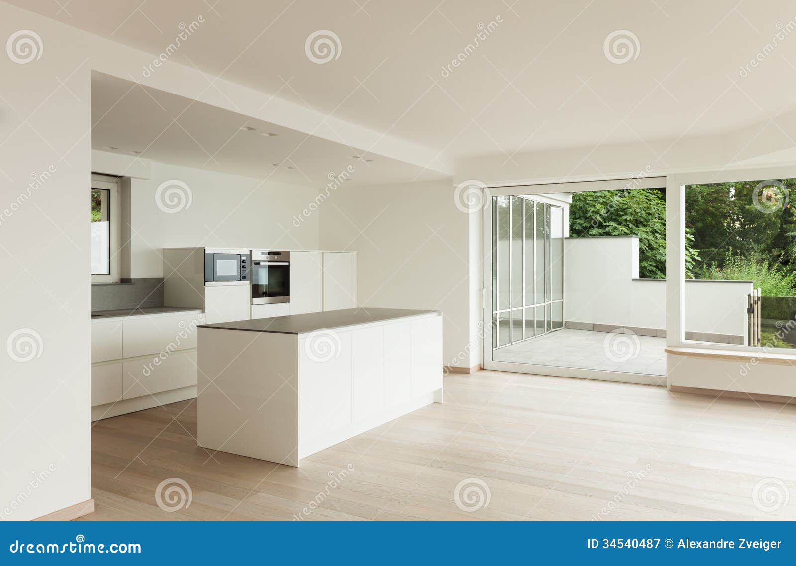 Interior, Penthouse Totally Empty Stock Image - Image of floor, kitchen ...