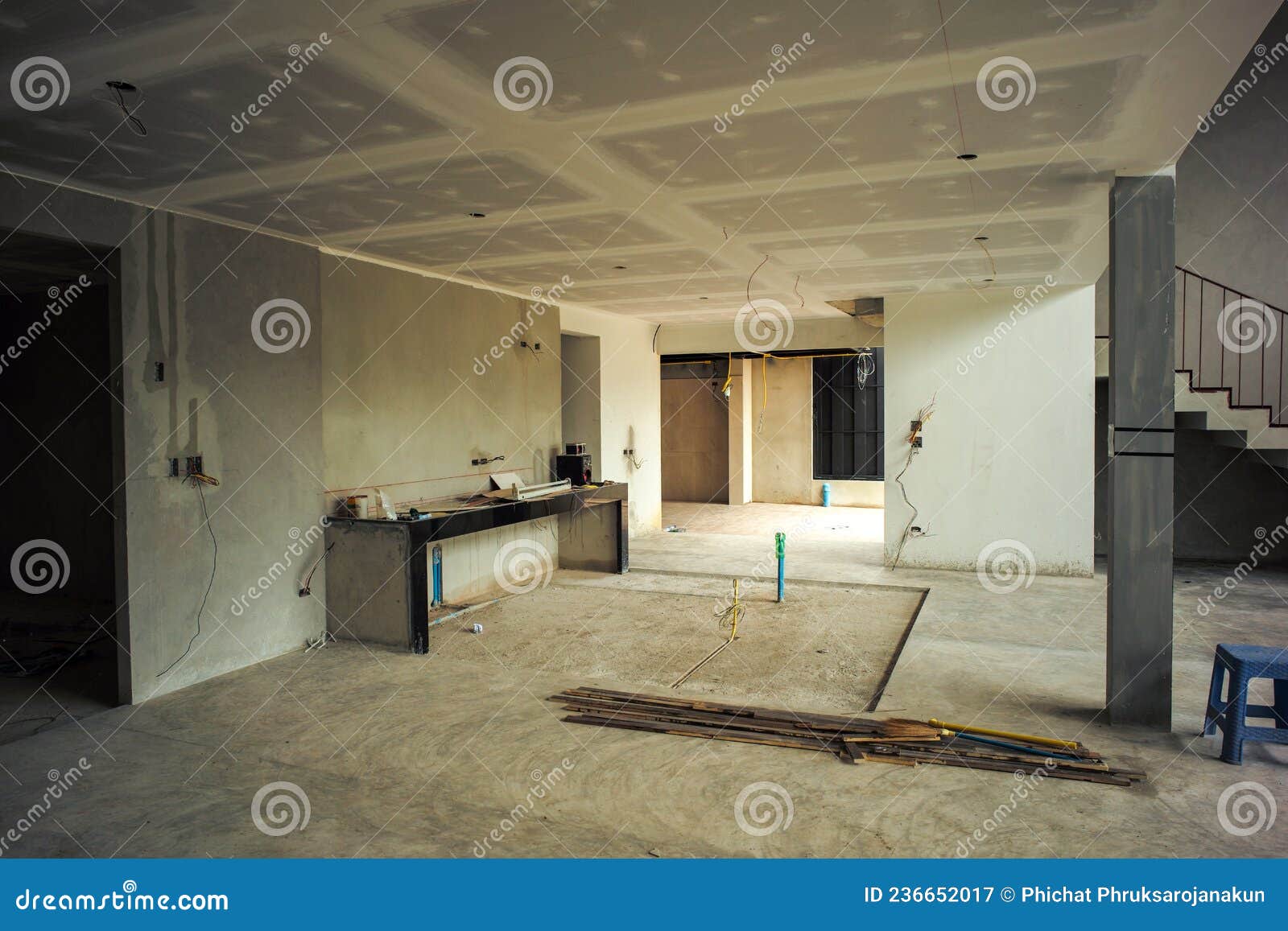 Interior Perspective of Room Under Installation in the House Under ...