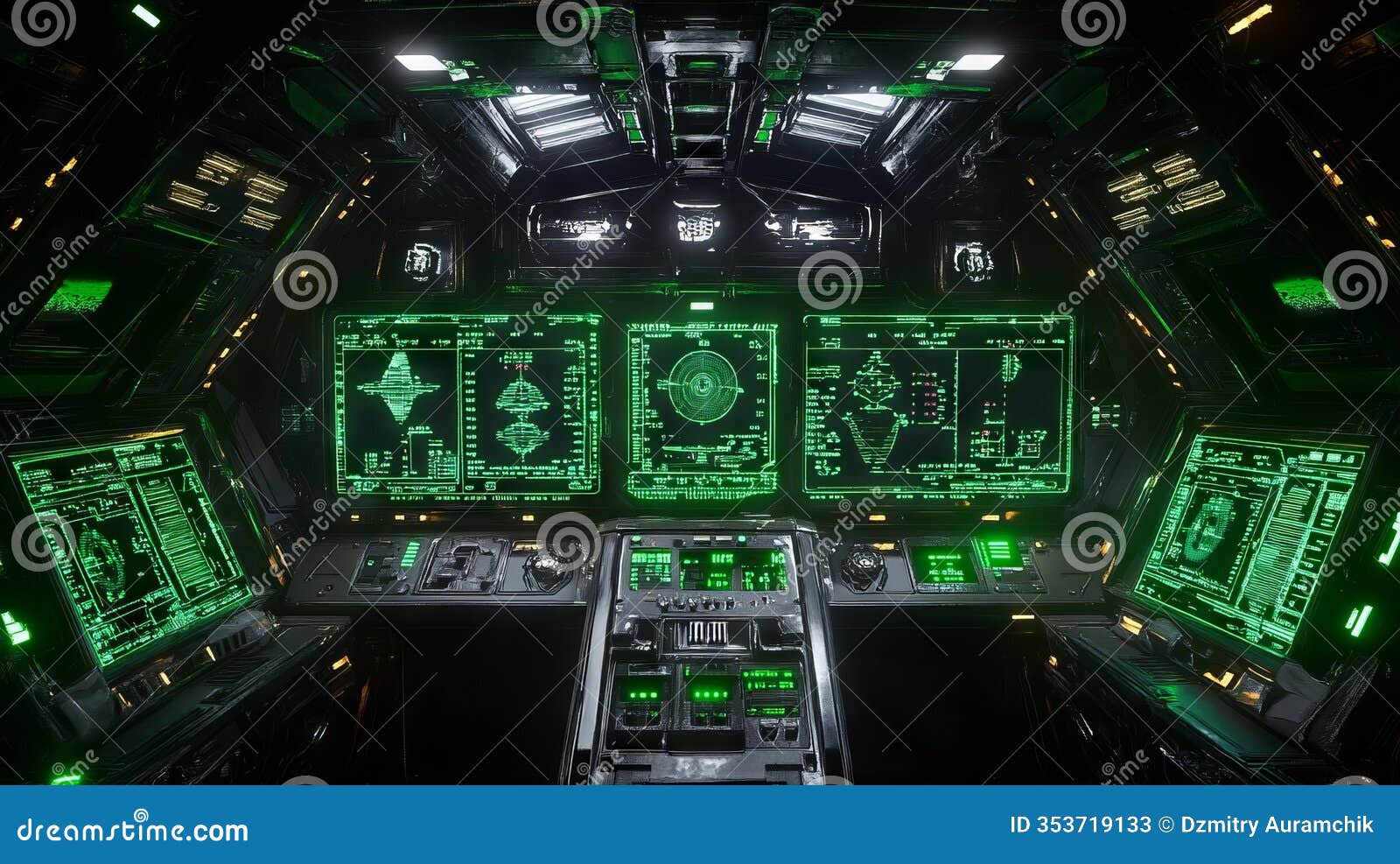 An Interior Perspective of the Sci-fi Pilot Cabin, Showcasing the ...